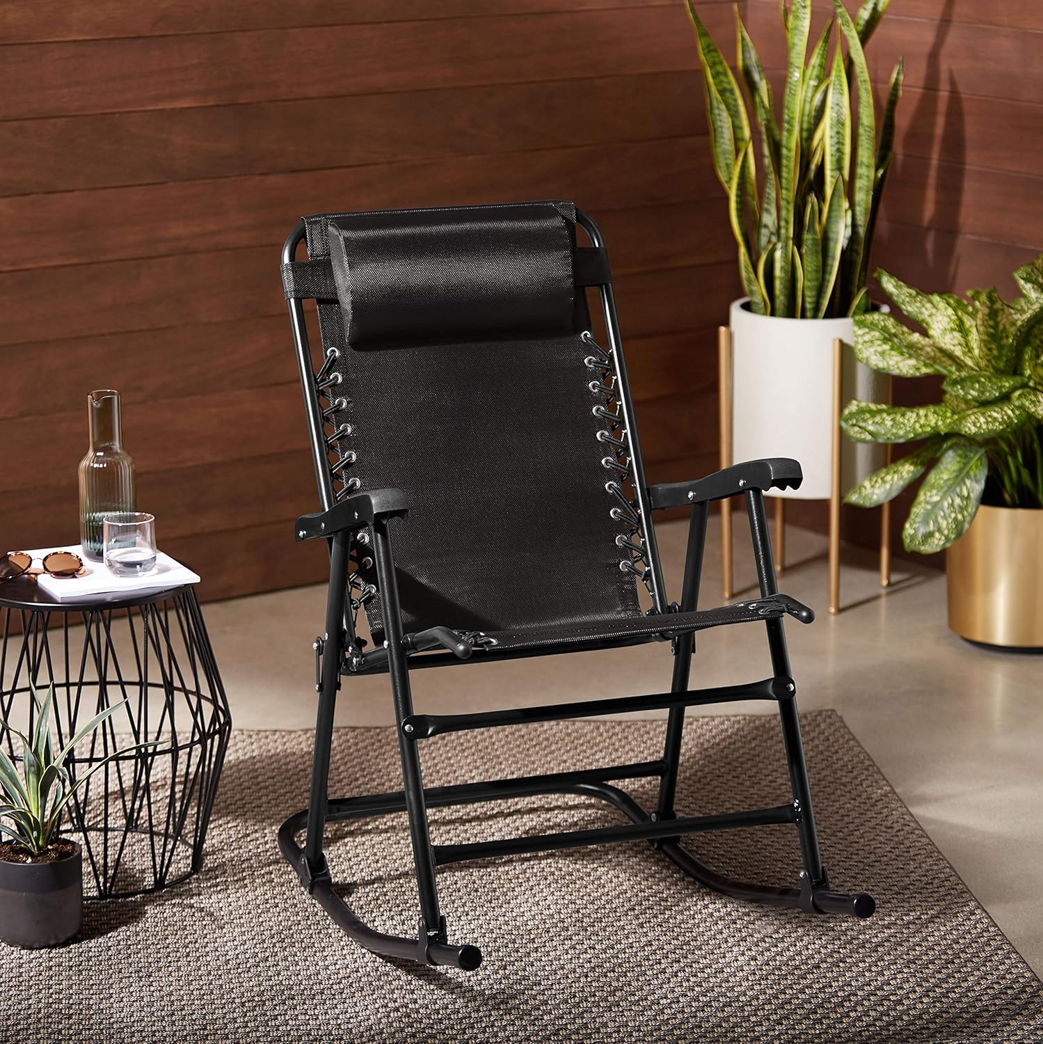 Tienda Basics Mecedora plegable, color negro – Yaxa Colombia