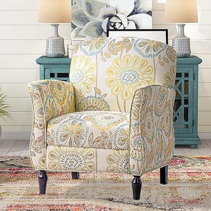 Amazon.com: NITYASUNDARA Modern Wingback Accent Club Chair with Floral ...