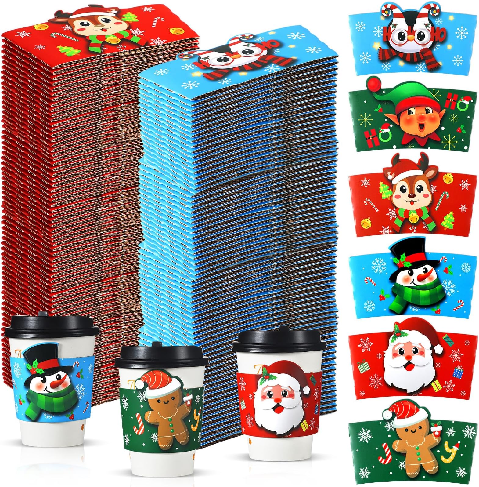 Amazon.com: 120 Pcs Christmas Coffee Tea Cup Sleeves Disposable ...