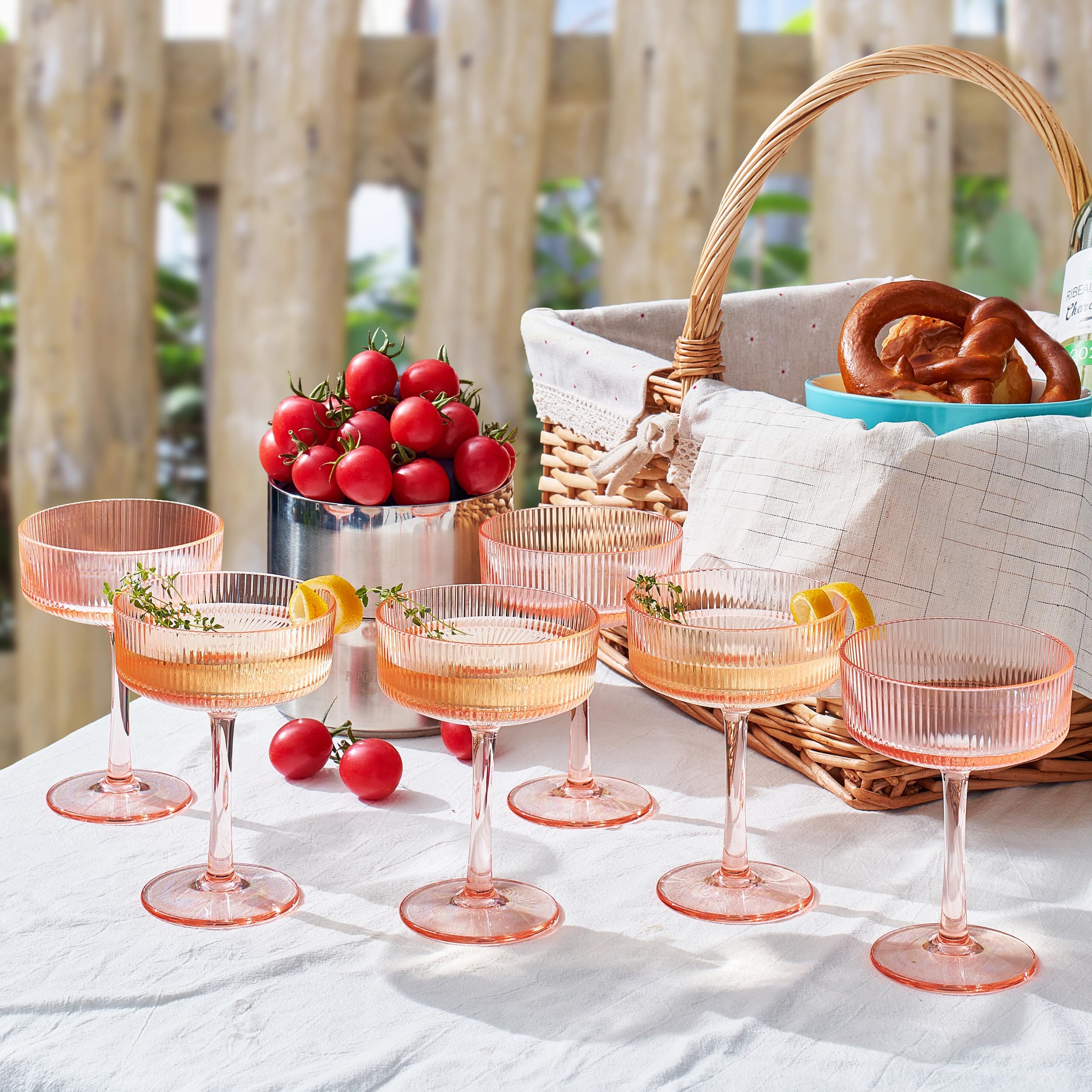 Amazon.com | Khen Flower Vintage Wavy Glass Coupes Martini, Champagne ...