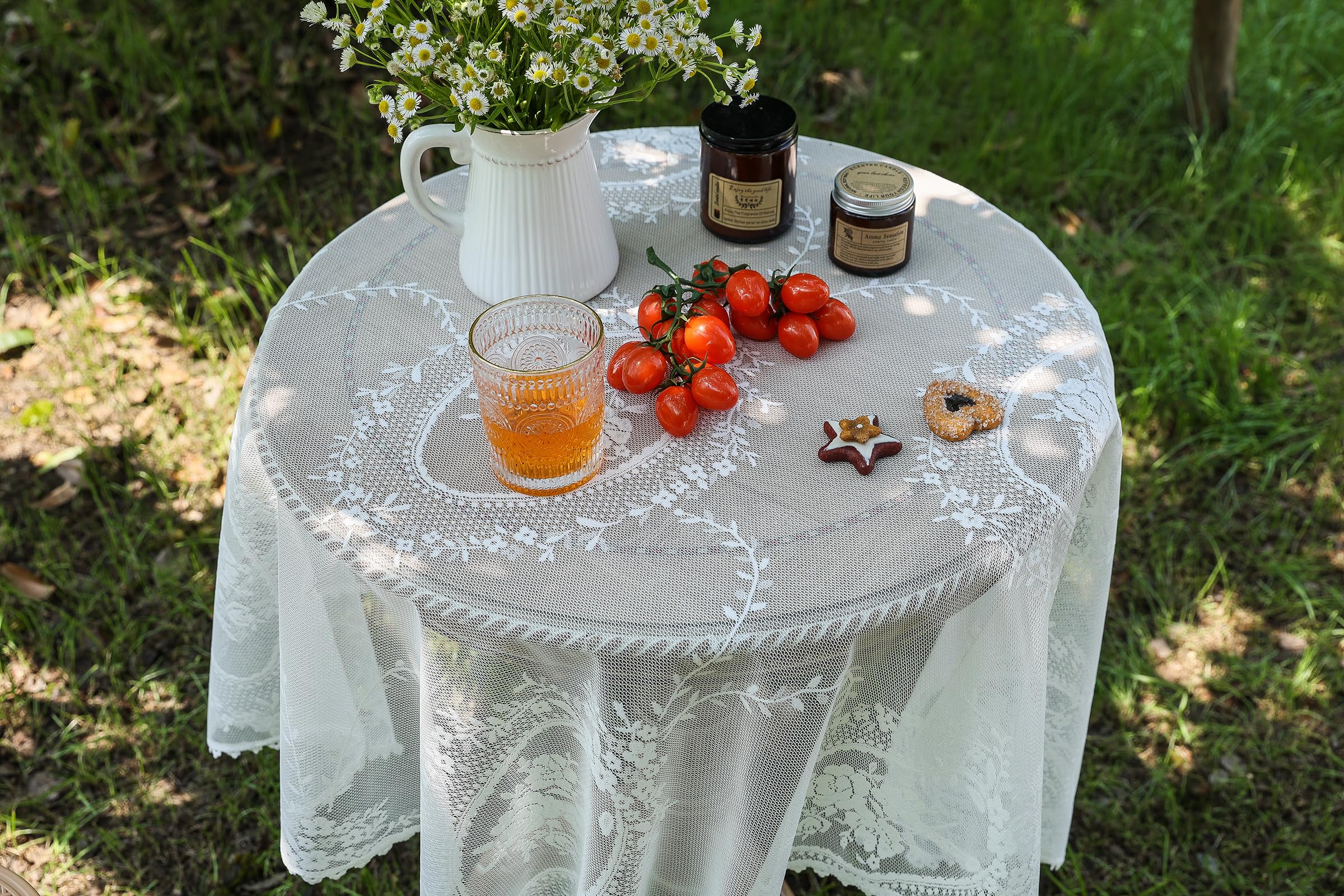 Snapklik.com : Huierxun White Lace Small Square Tablecloth 35 X 35 Inch ...