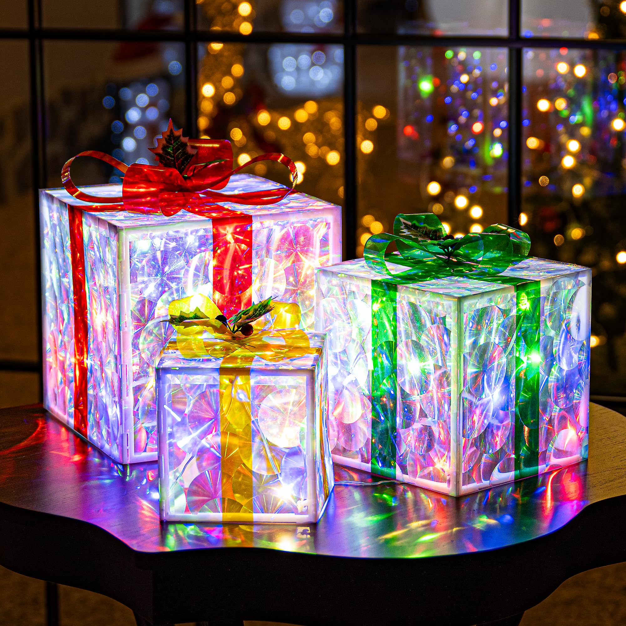 Set Of 3 Christmas Lighted Gift Boxes 8 Light Modes | Desertcart INDIA