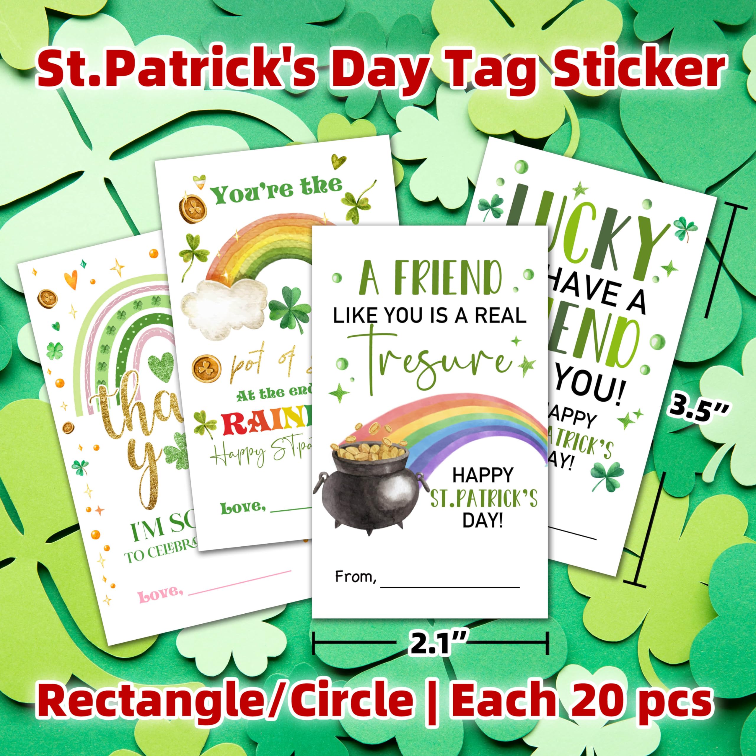 Snapklik.com : St Patricks Day Lucky Clover Label Tags, Self-Adhesive ...