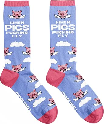 Amazon.com: MOOH When PIGS F**king Fly Socks - Funny Novelty Socks For ...
