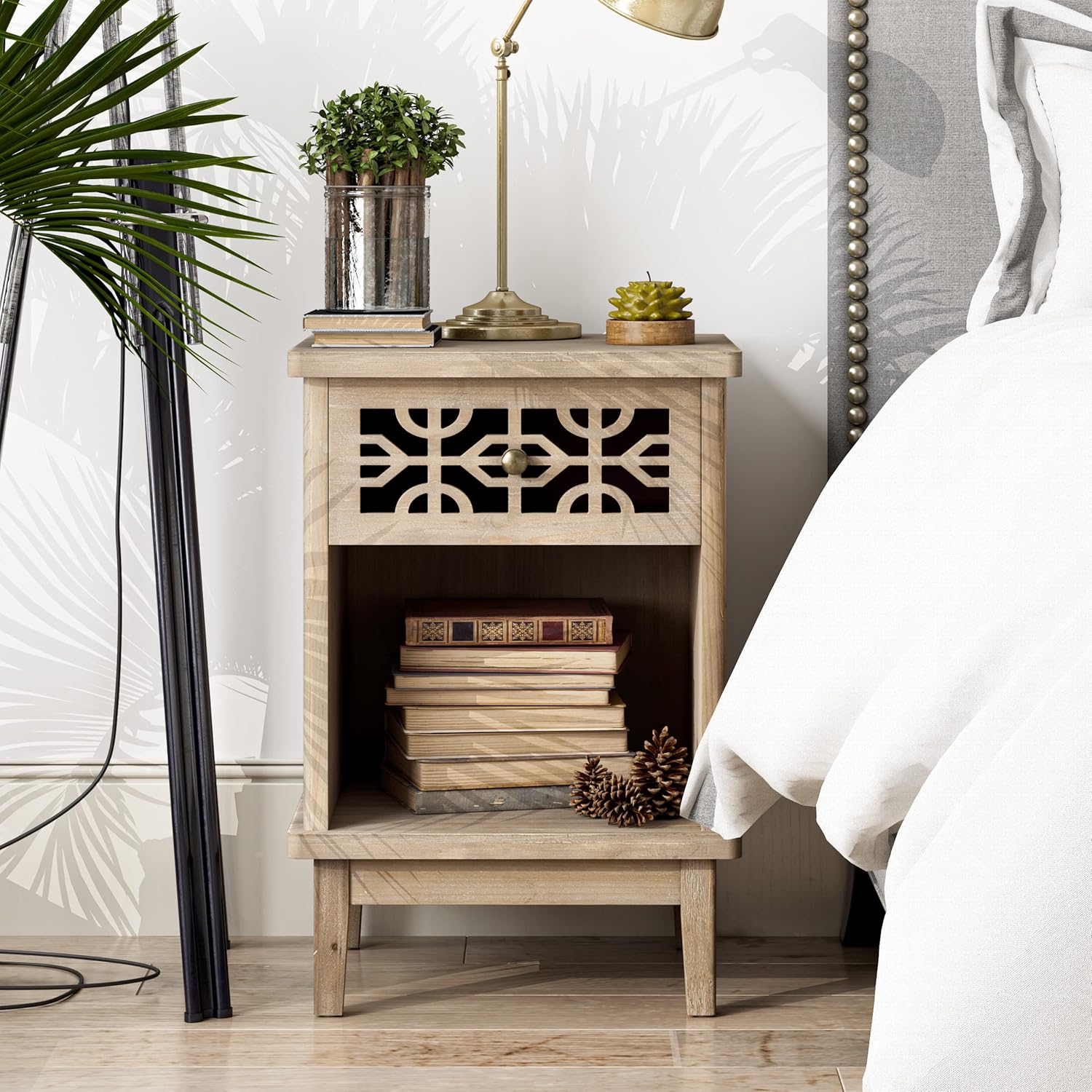 Amazon.com: COZAYH Retro Rustic Nightstand Solid Fir End Table Side ...