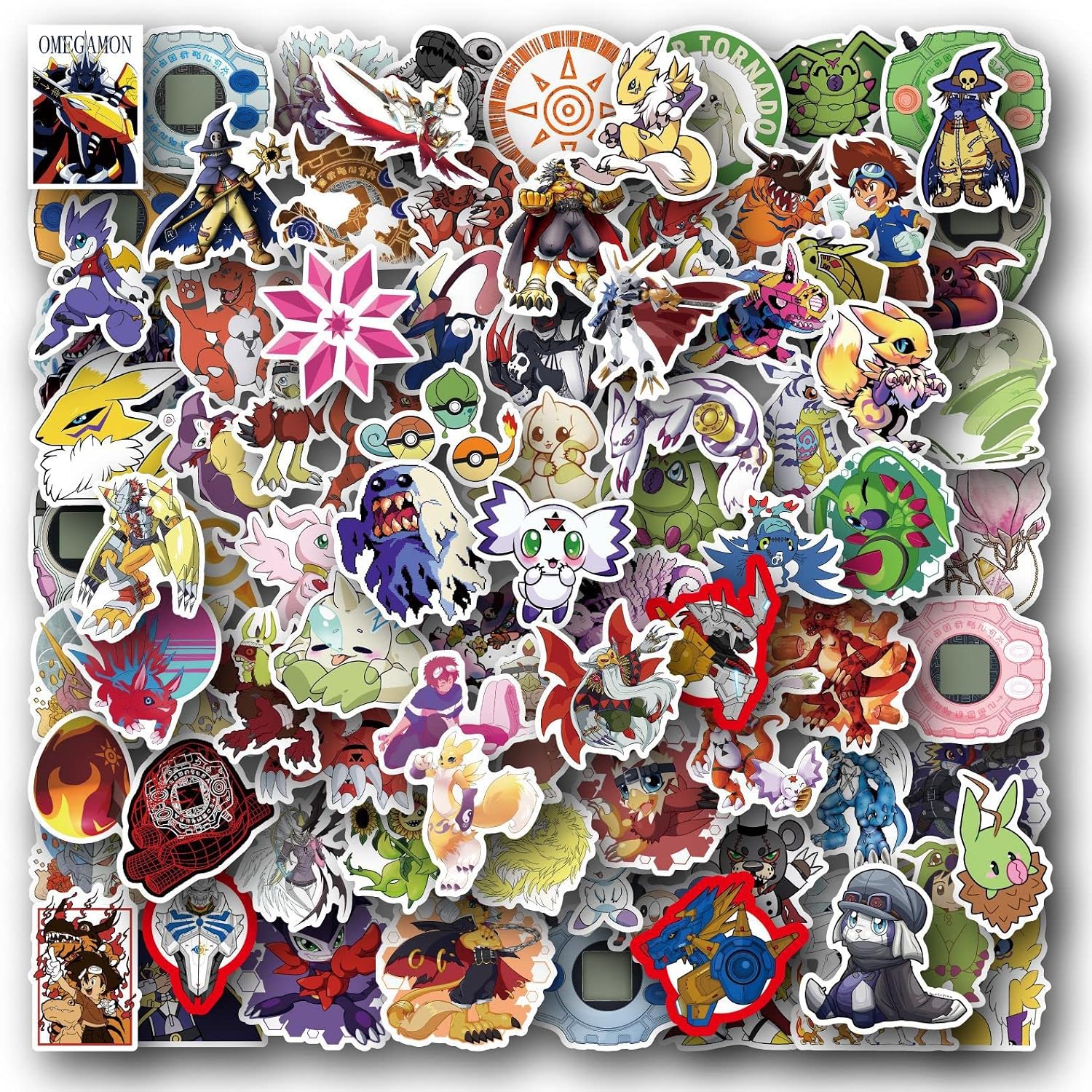 100 Pieces Digimon Stickers, Vinyl Waterproof Stickers for DIY Laptop ...