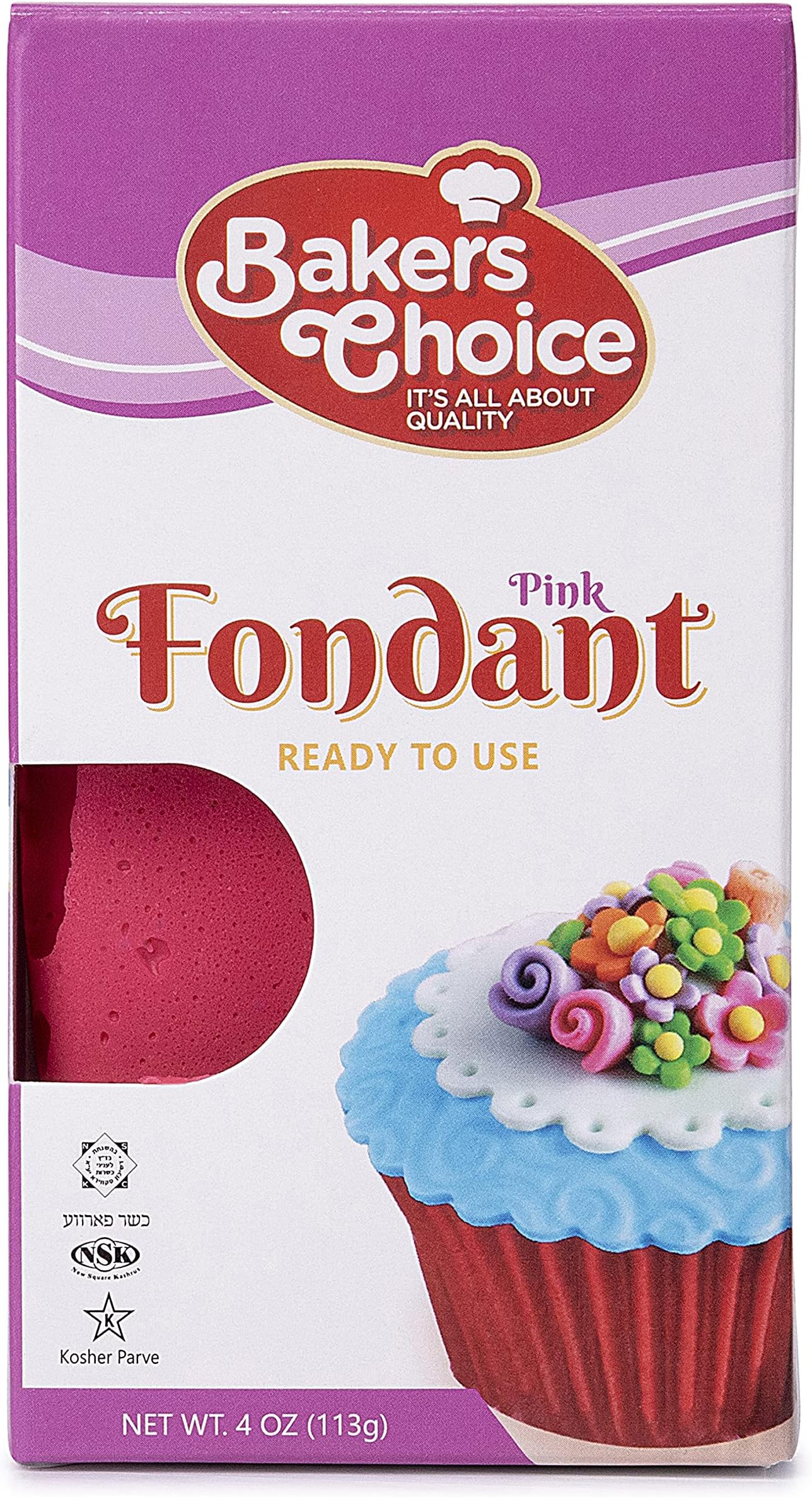 Amazon.com: Bakers Choice Pink Fondant Icing - 4 oz, Ready to Use Cake ...