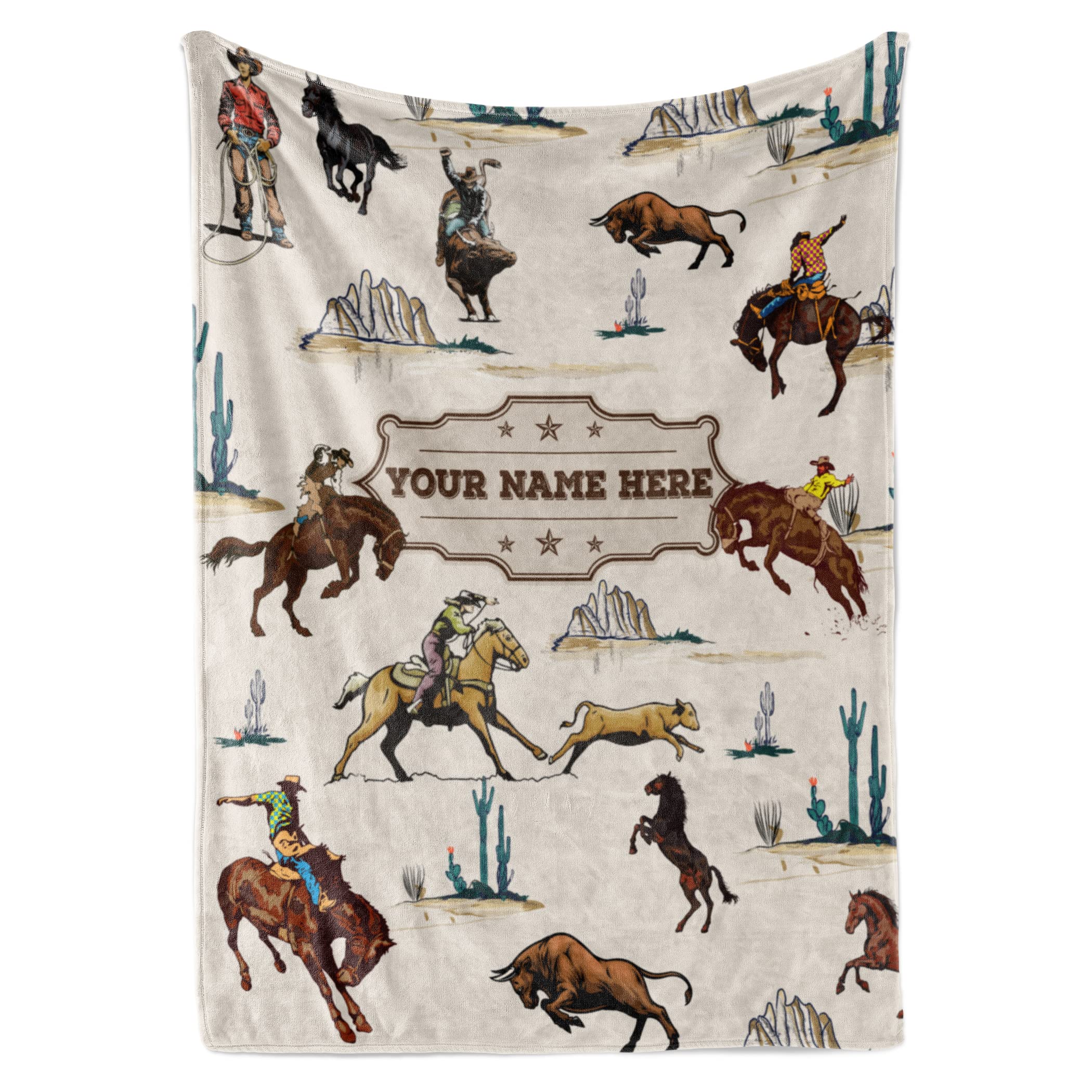 Amazon.com: Personalized Cowboy Blanket for Boys, Cute Custom Name ...