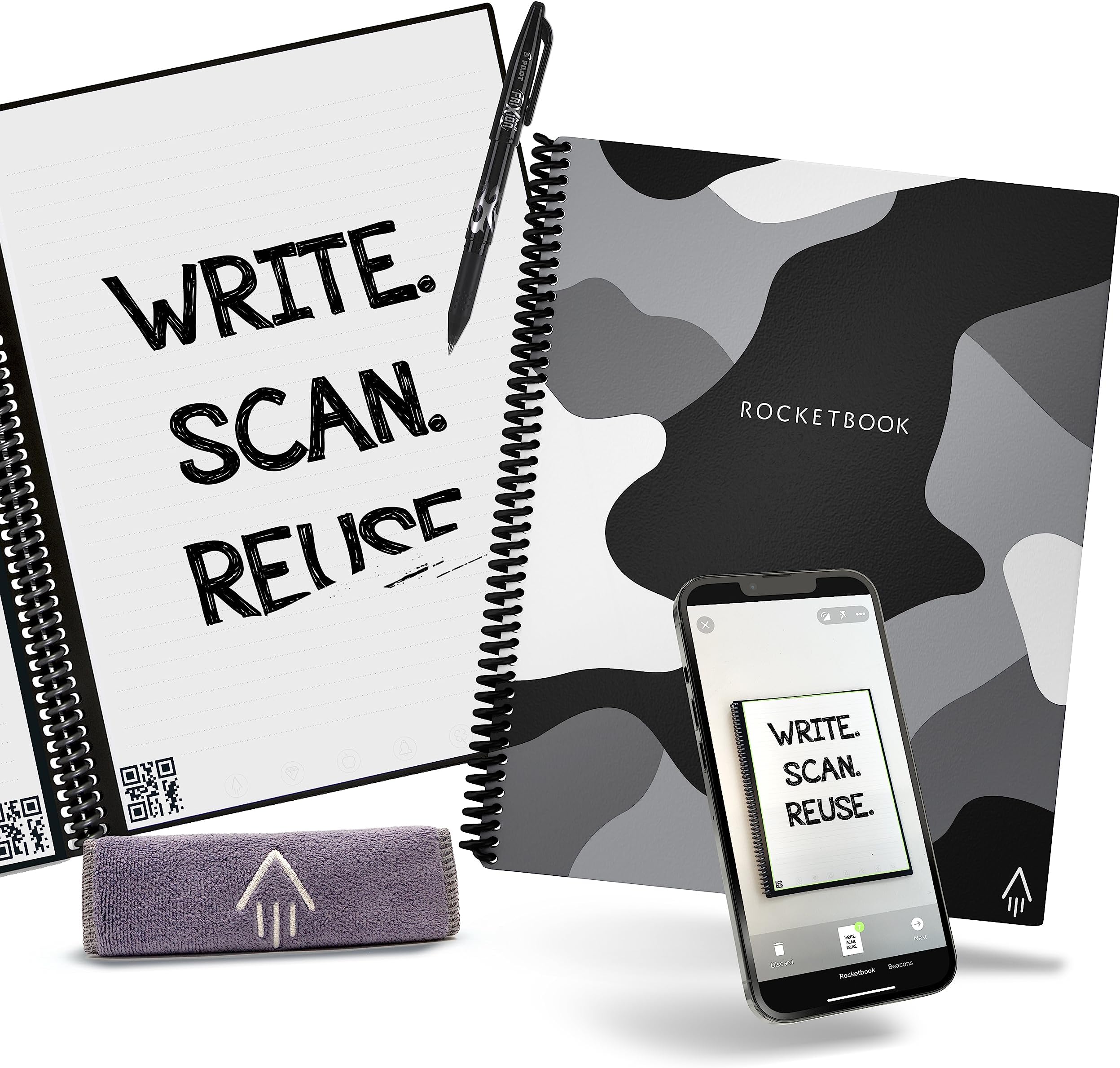 Rocketbook Reusable Digital Notebook - Smart Notepad A4 Grey Camo ...