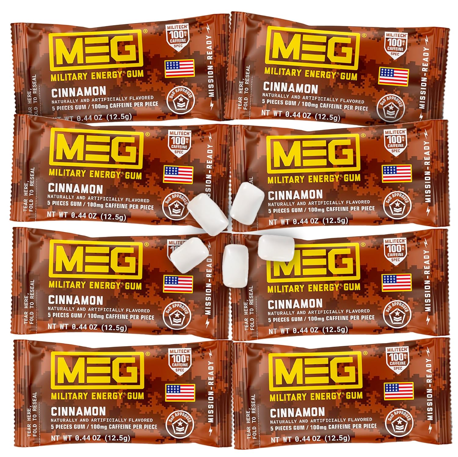 Amazon.com : MEG - Military Energy Gum | 100mg of Caffeine Per Piece ...