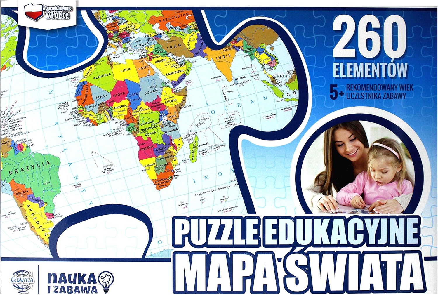 Amazon.com: Puzzle Edukacyjne 260 el mapa (wiata) [Puzzle] : Toys & Games