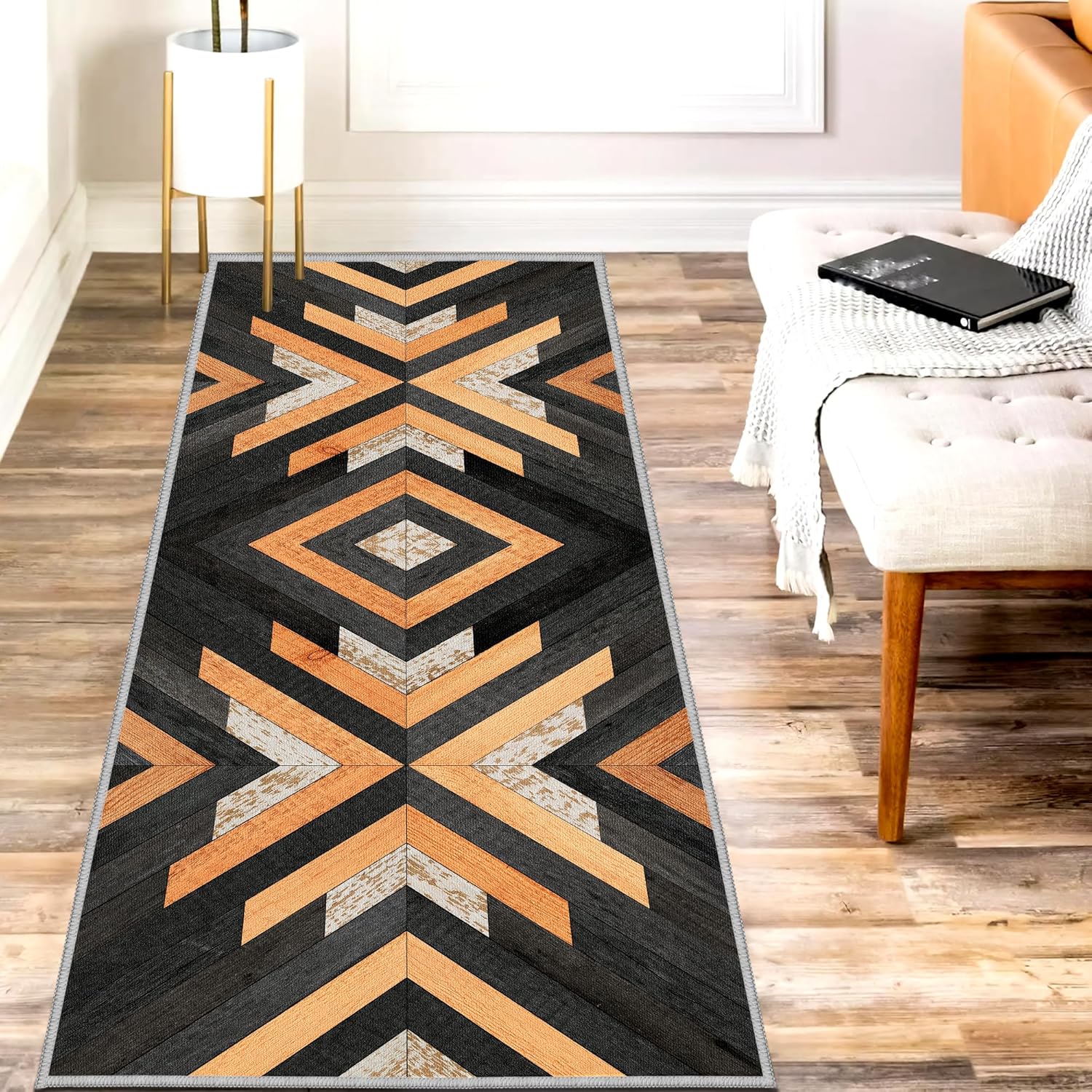 Amazon.com: Tyrot Black Boho Aztec Runner Rug 2x6 Western Hallway Rug ...