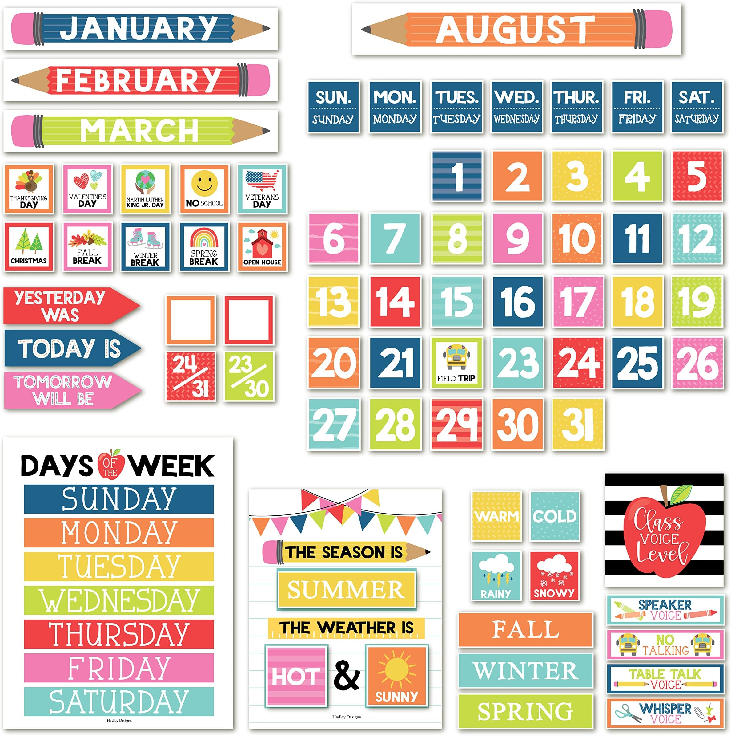 Amazon.com: Calendar Bulletin Board Set for Classroom Bulletin Board ...