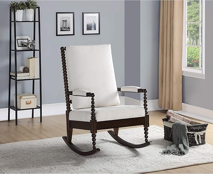 Amazon.com: Tristin Rocking Chair in Cream Fabric and Walnut : Home ...