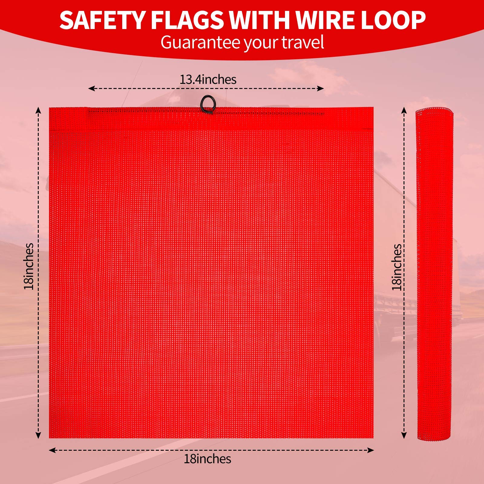 Snapklik.com : Tatuo 2 Pcs 18 X 18 Inch Red Safety Flags