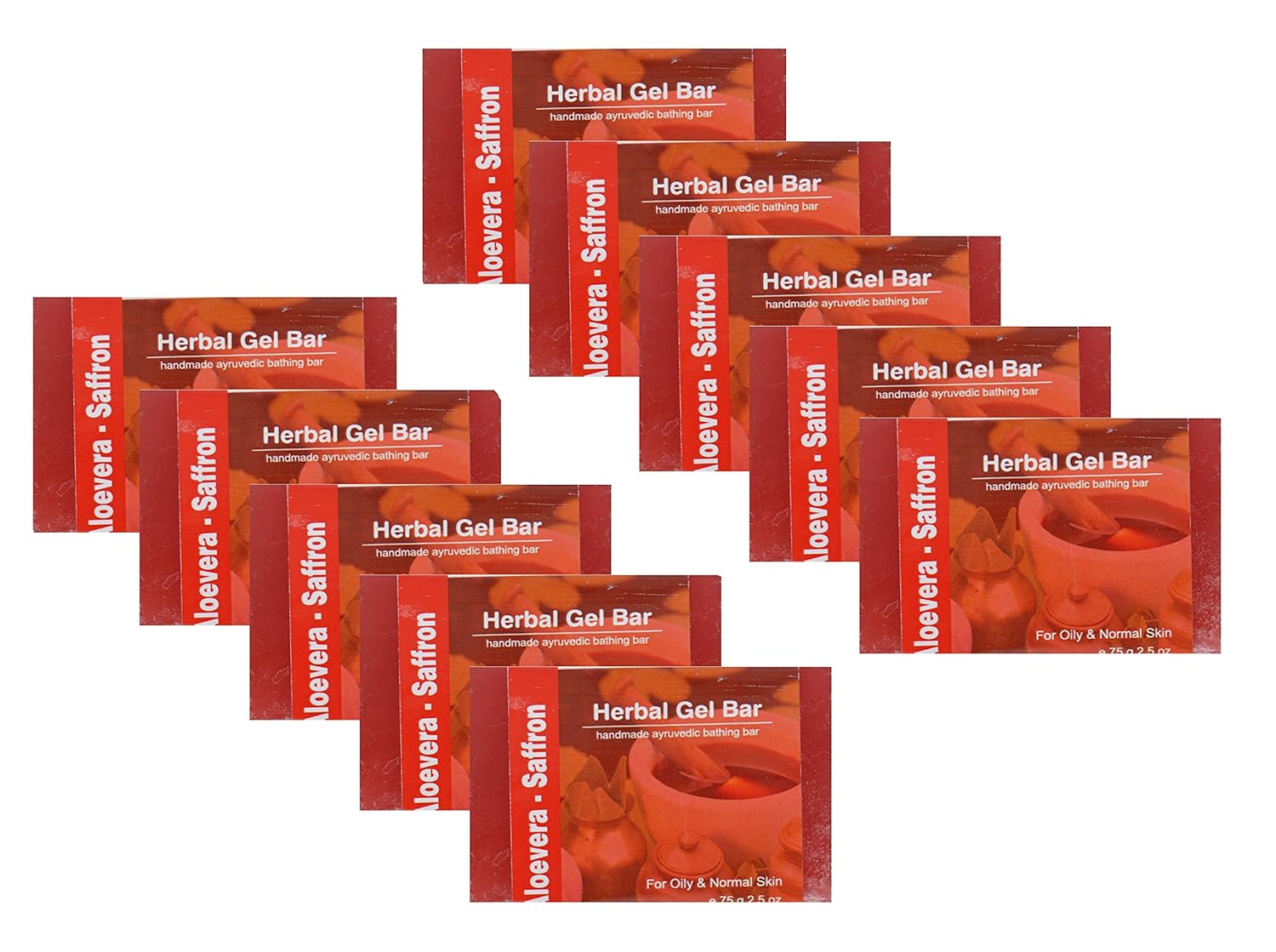 Jain Ayurvedic Herbal Soap - 75 G (Aloe Vera Saffron, Pack Of 10 ...