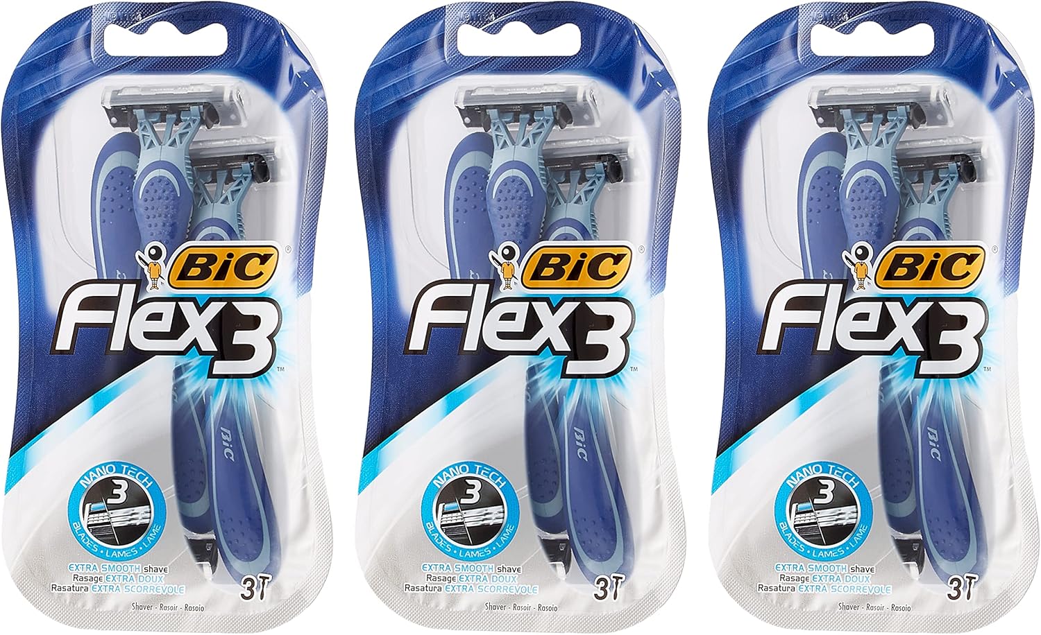BIC Flex3 Rasoirs Jetables pour Homme (Tête Pivotante / 3 Lames) - Lot ...