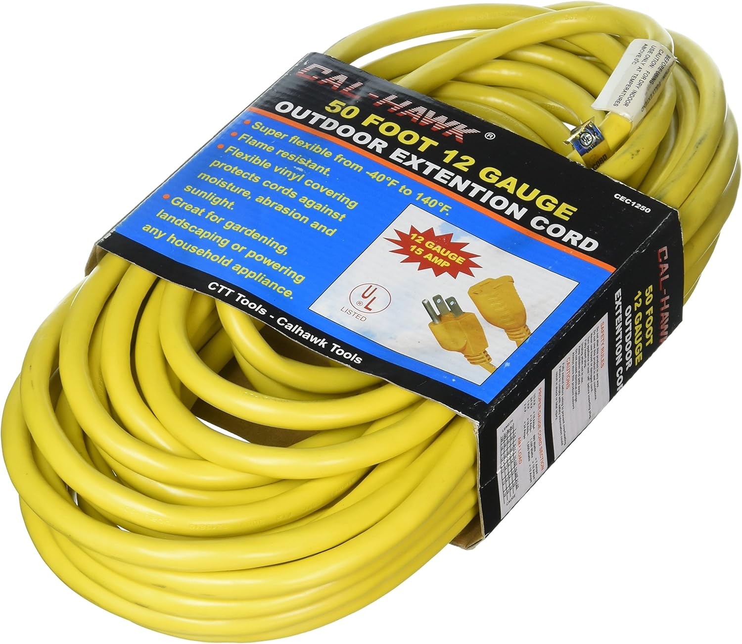 Cal Hawk Tools CEC1250 Outdoor Extension Cord - Amazon.com