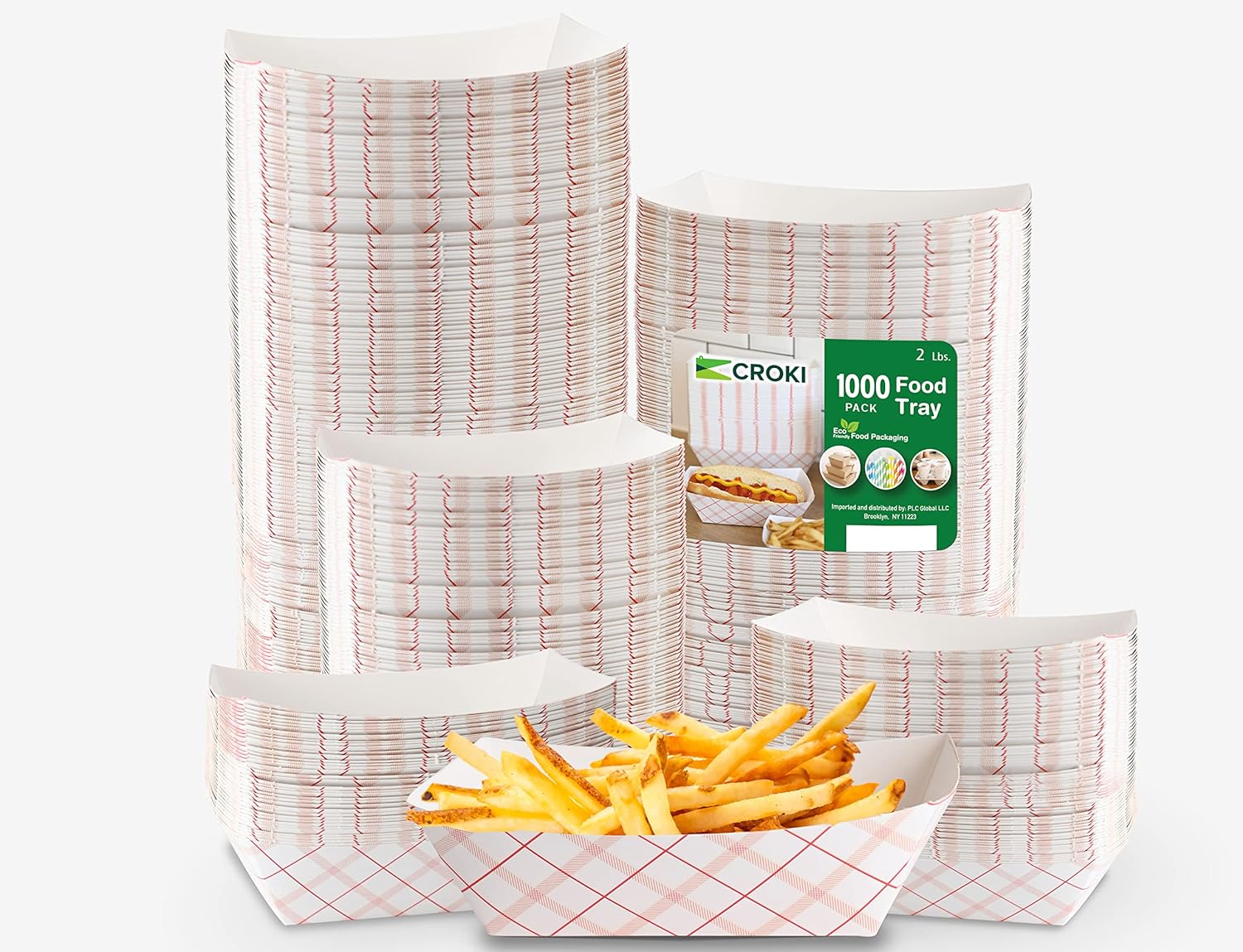 Amazon.com: CROKI Paper Food Boats (1,000 Pack) - Disposable Red Plaid ...