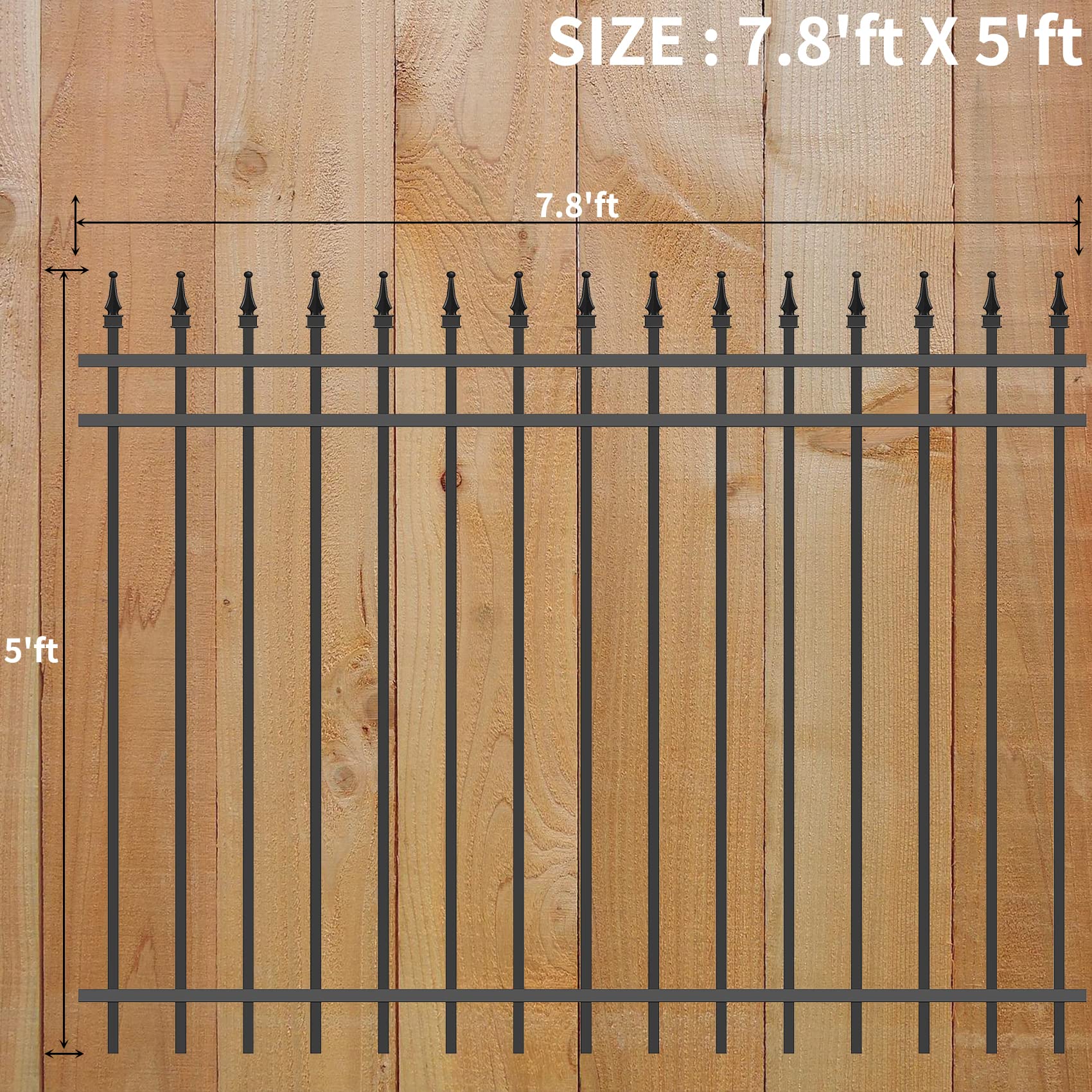 Snapklik.com : Soobool Fence Black Aluminum Anti-Rust Fence Panel - DIY ...