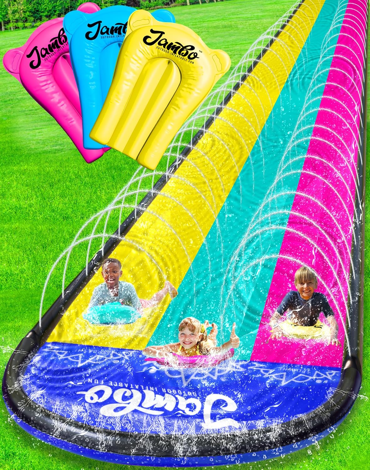 Amazon.com: JAMBO XL 20Ft Premium Slip Splash and Slide with 3 ...