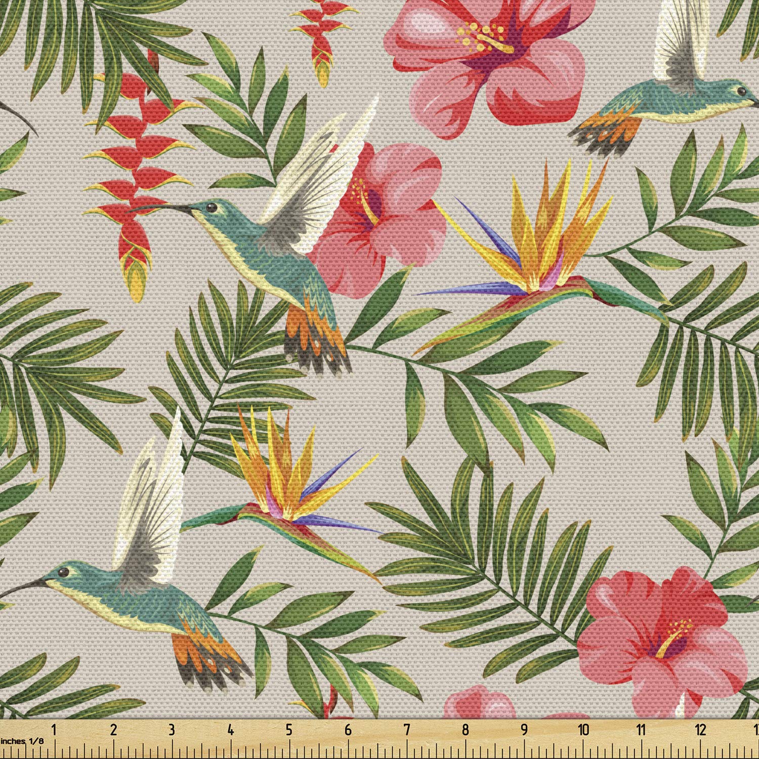 Amazon.com: Ambesonne Hibiscus Fabric by The Yard, Endemic Tropic ...