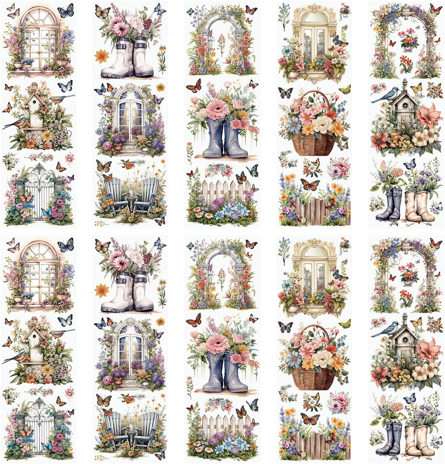 Amazon.com: WANDIC 10 Sheets Rub On Transfer Stickers, Vintage Flower ...