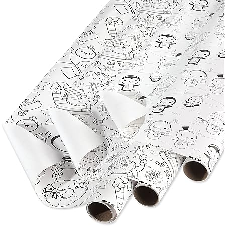Amazon.com: American Greetings Christmas Coloring Wrapping Paper for ...