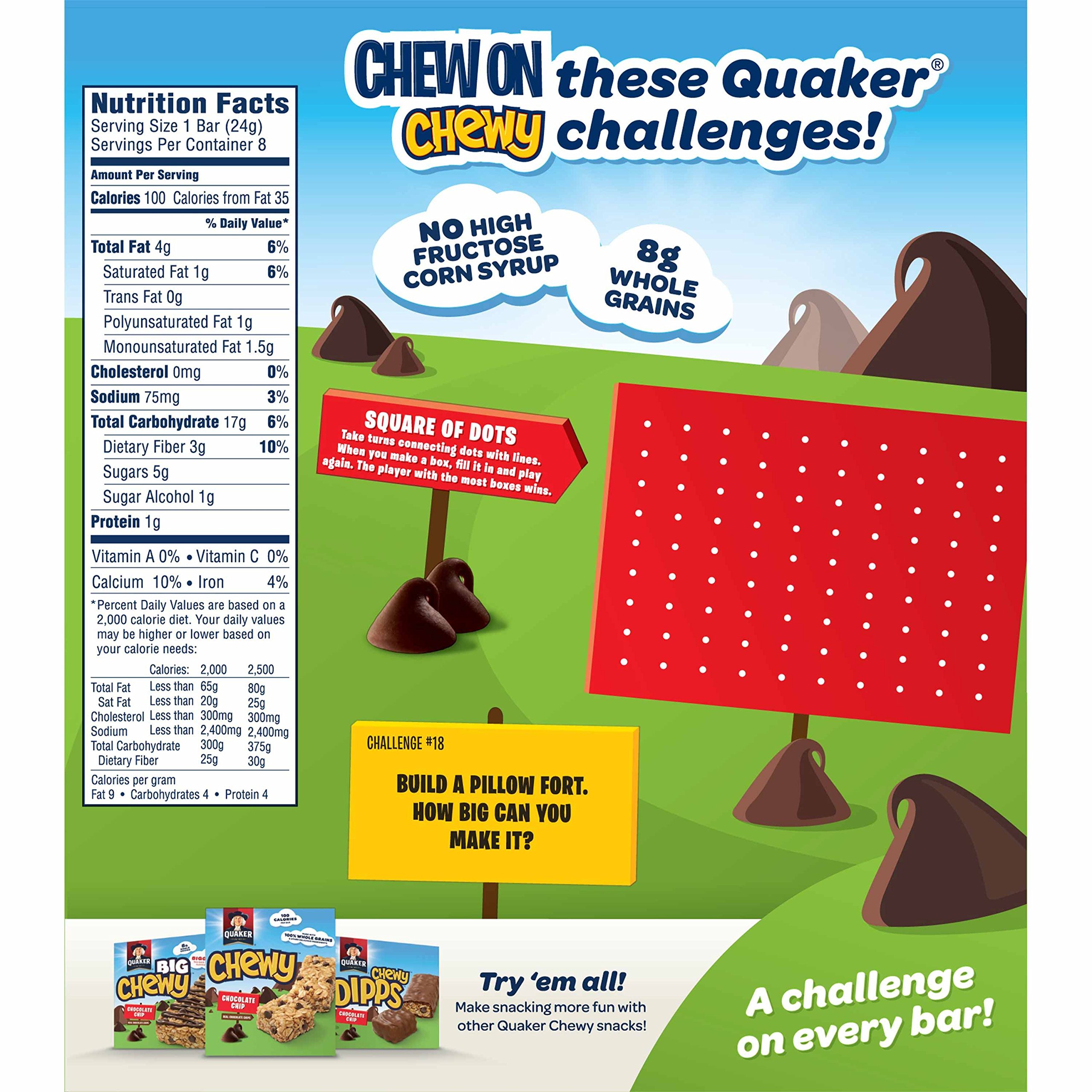 Quaker Chewy Granola Bars 25 Less Sugar Chocolate Chip Quaker