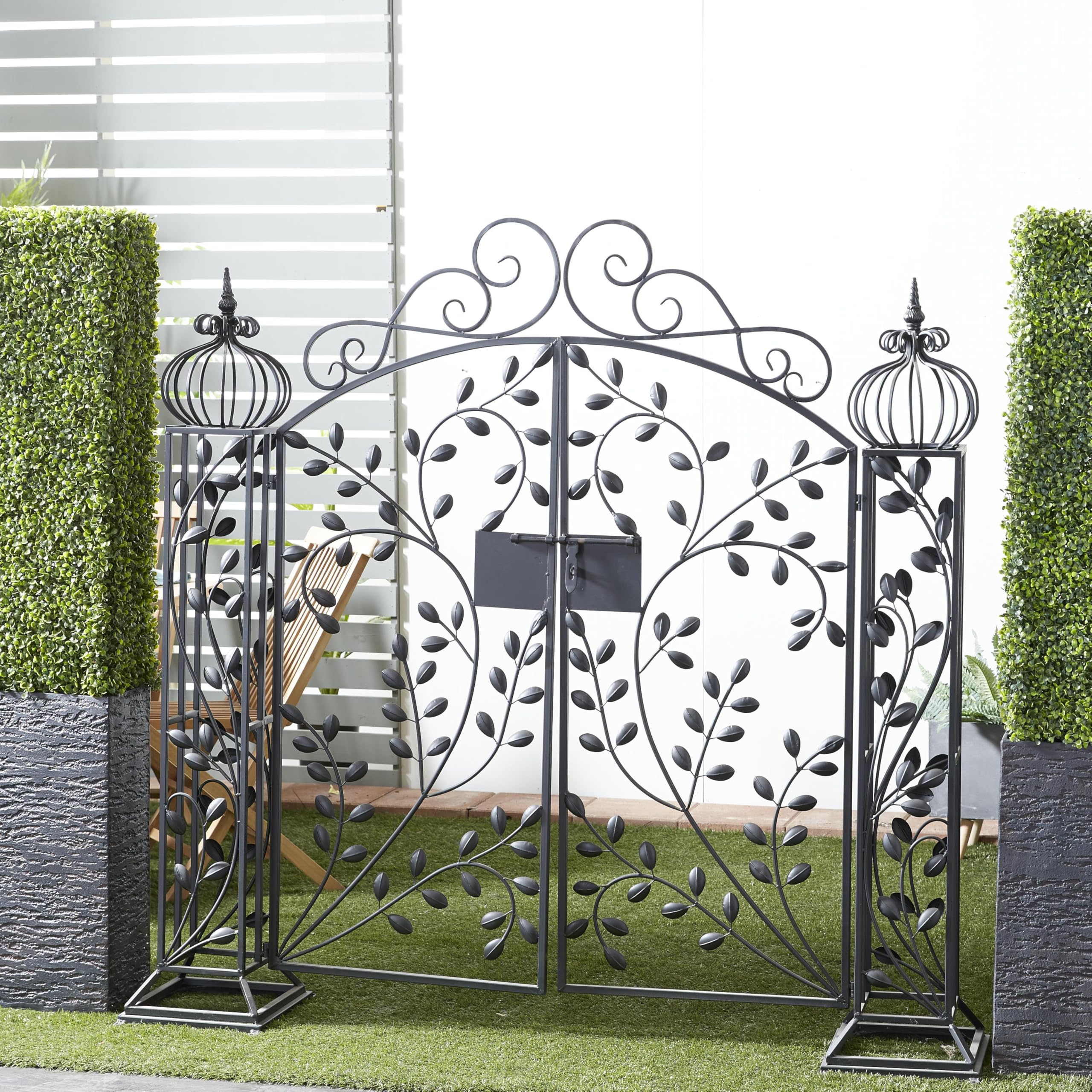Decorative Metal Garden Gates Modern Ribbed Steel Side Gate