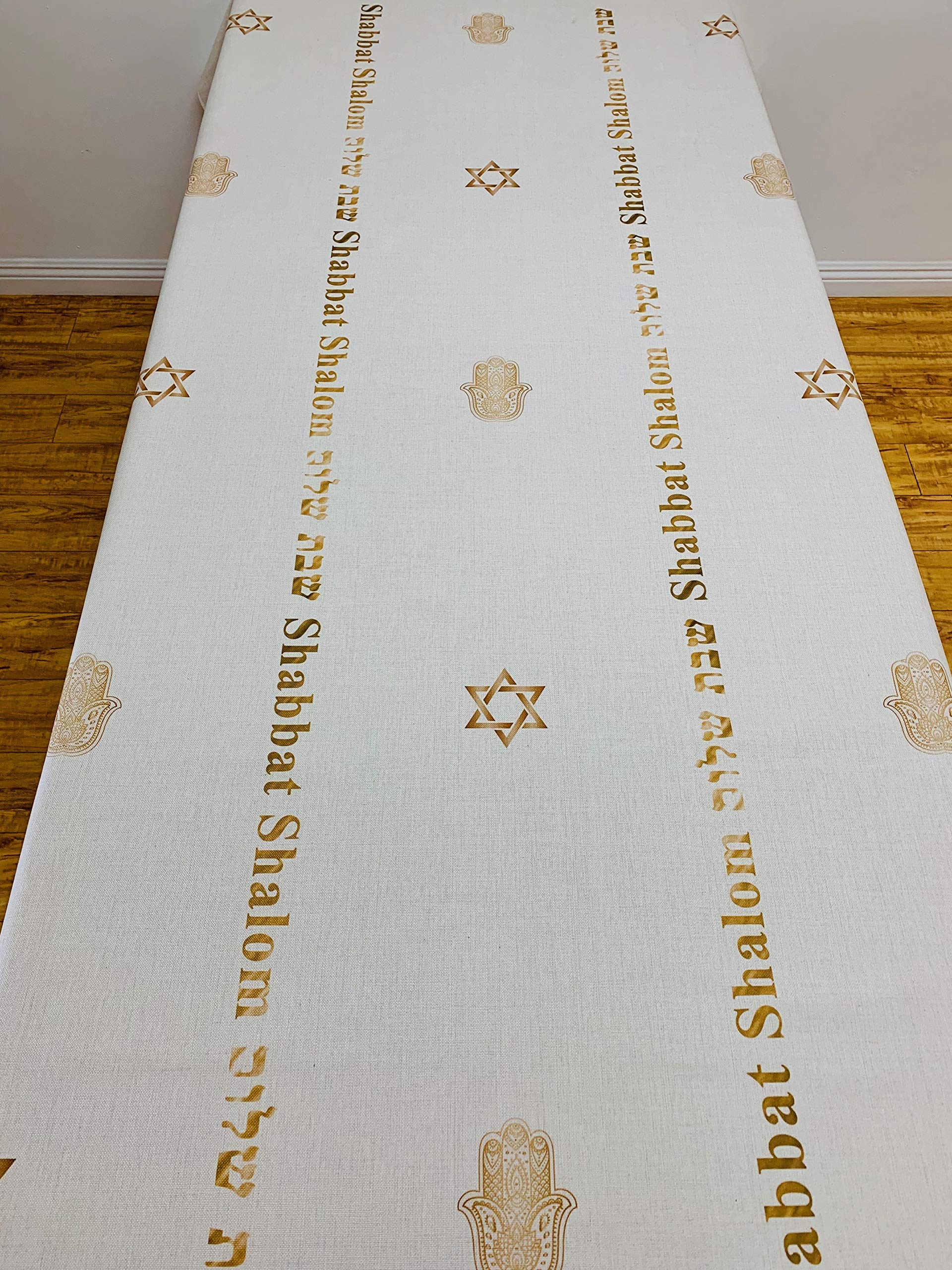 Amazon.com: Shabbat Shalom Gold Rectangle Table Cloth - Judaica Gifts ...