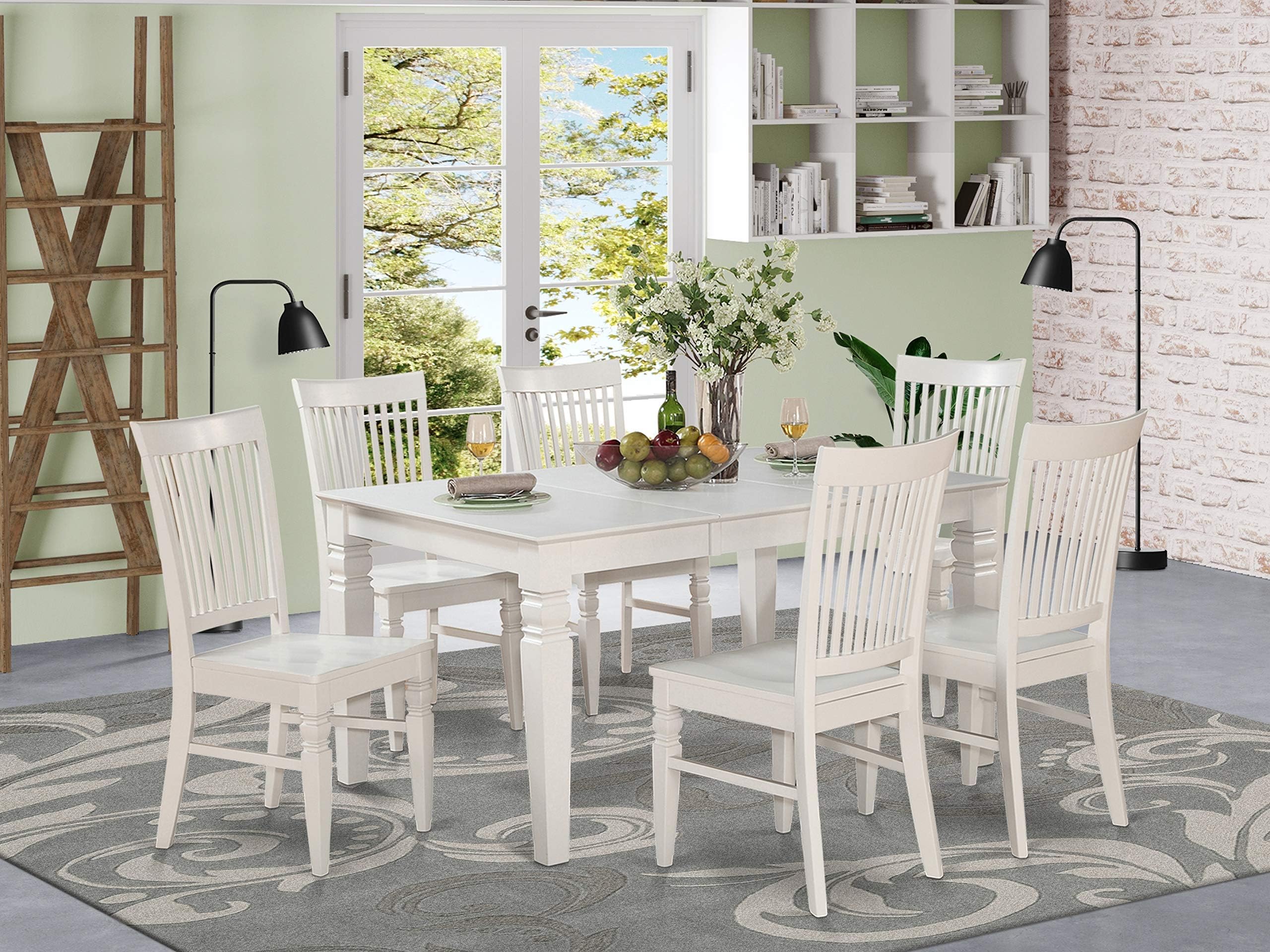 Amazon.com - White Dining Room Set with Bench. This Country Style ...