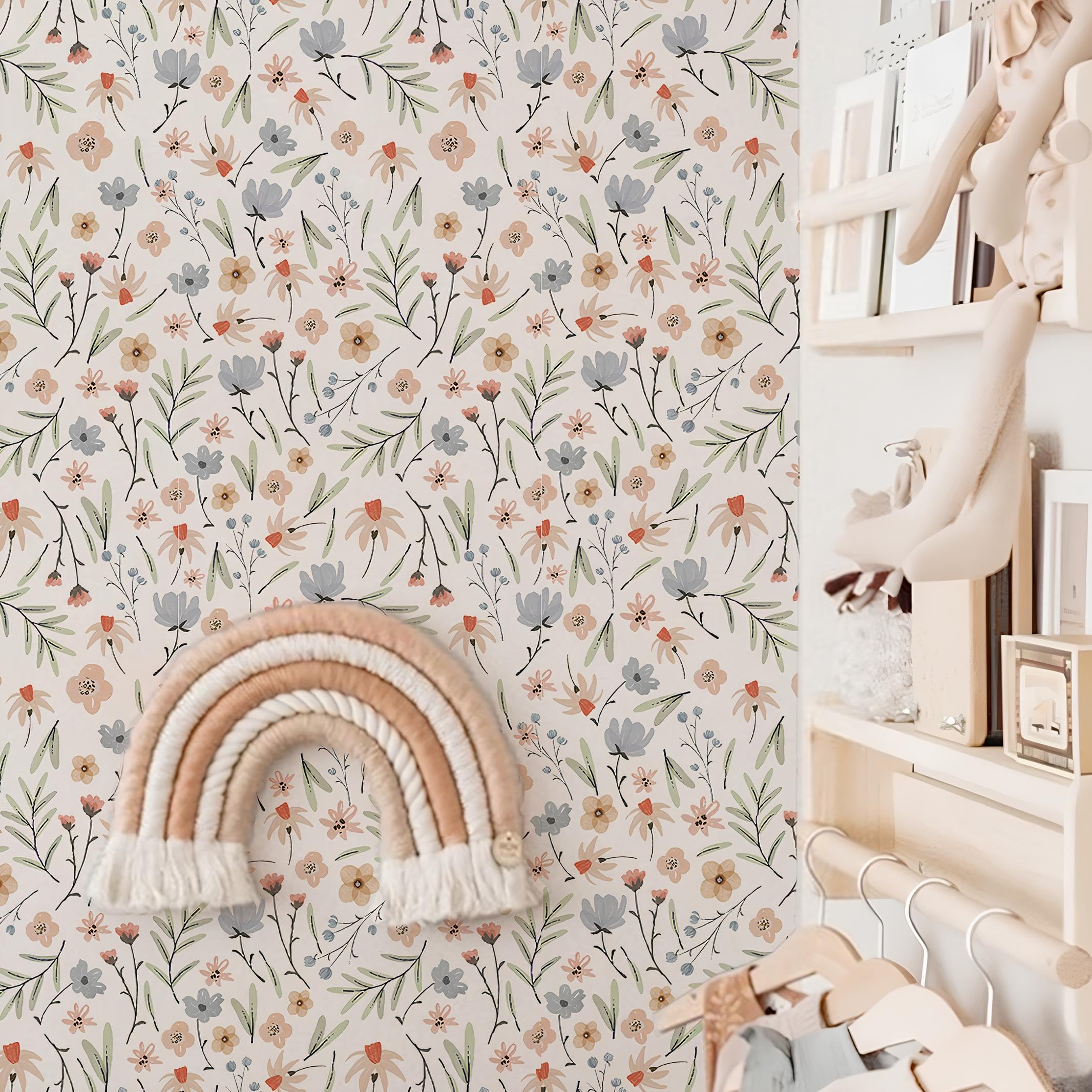 Amazon.com: Boho Floral Wallpaper Small Flower Leaf Wall Stickers Decor ...