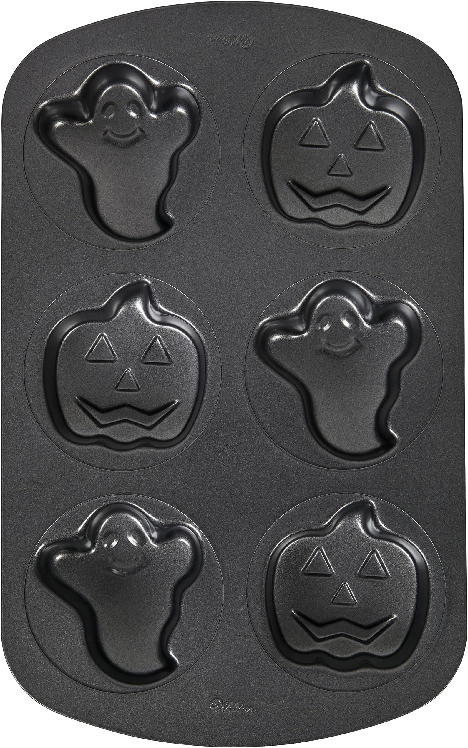 Amazon.com: Wilton Ghost & Pumpkin Non-Stick Mini Cakes Pan, 6-Cavity ...