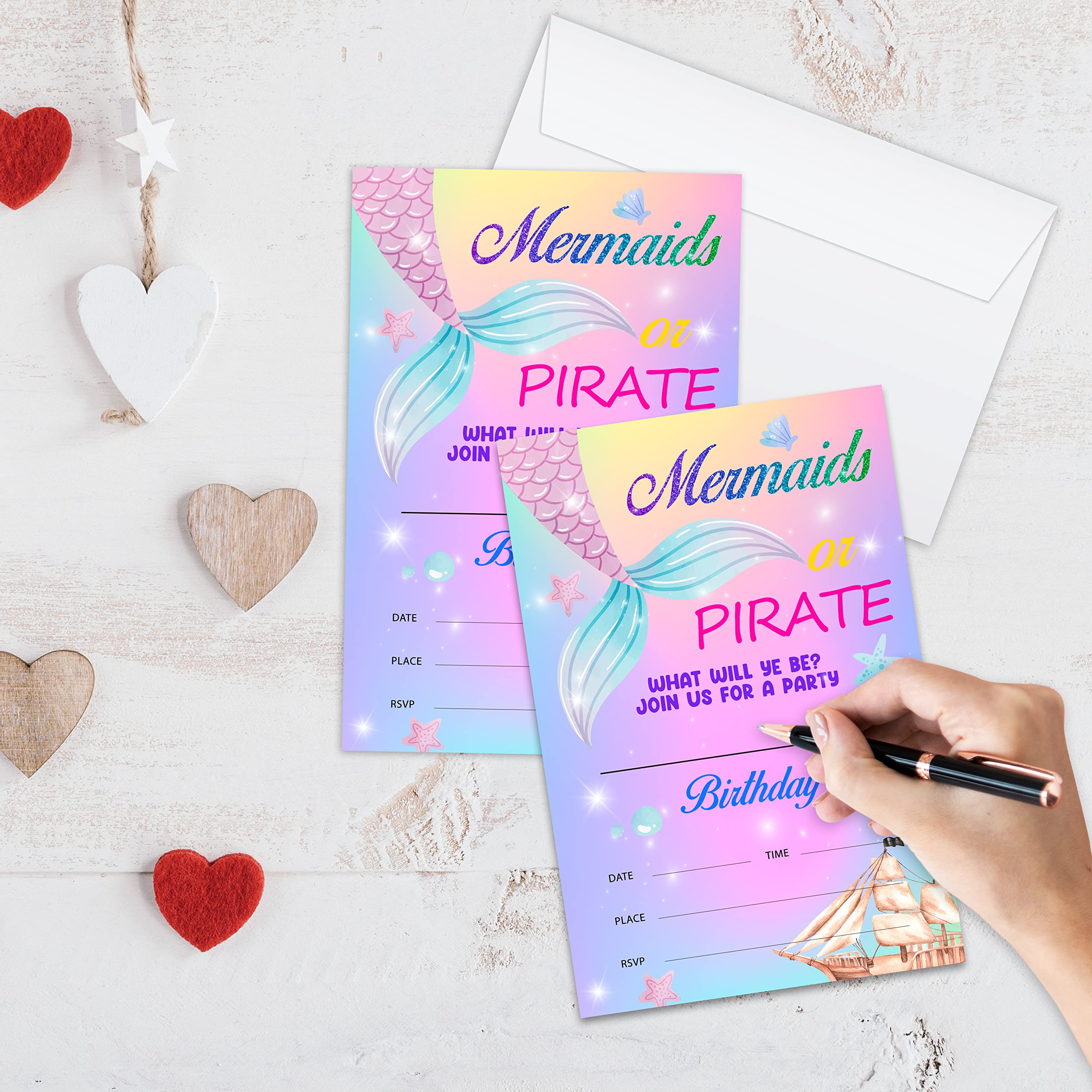 Mermaid Invitations 20 Pcs Mermaid Birthday Invitations - With ...