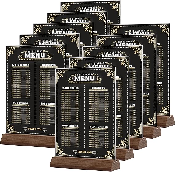 Srvnpioy Acrylic Sign Holders A5 (10 Pack) A5 Wooden Base Table Stands ...