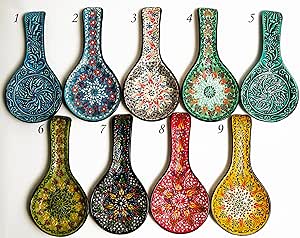 Multi-colored Ceramic Spoon Rest, Kitchen Porcelain Spoon Holder, Large ...