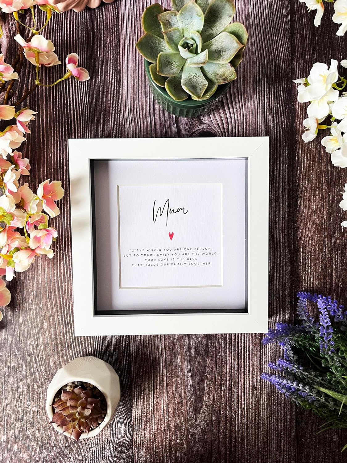 The Little Gem Company - Handmade Mini Box Poem Frame - Mum - White ...