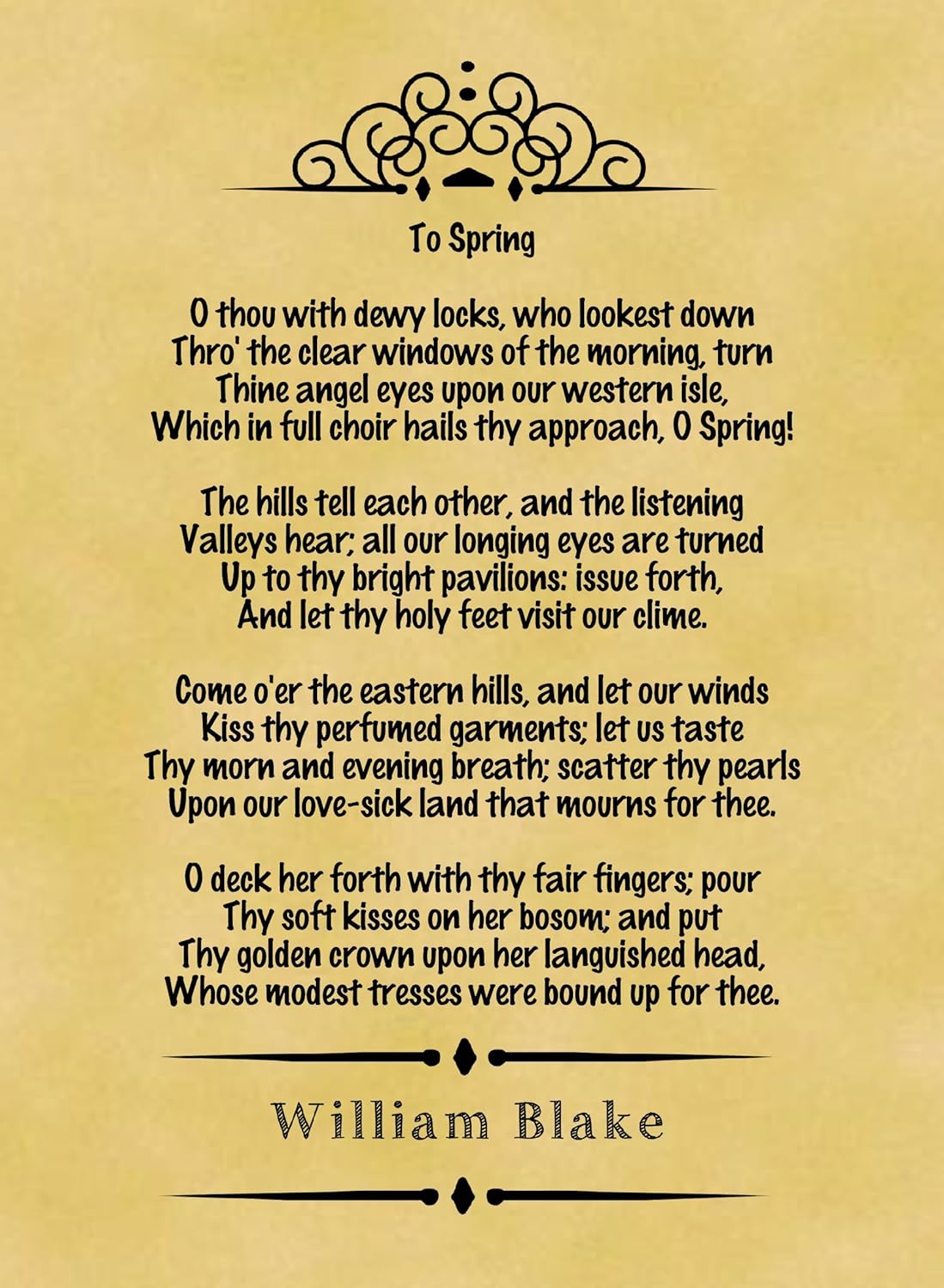 Amazon.com: A4 Size Parchment Poster Classic Poem William Blake To ...