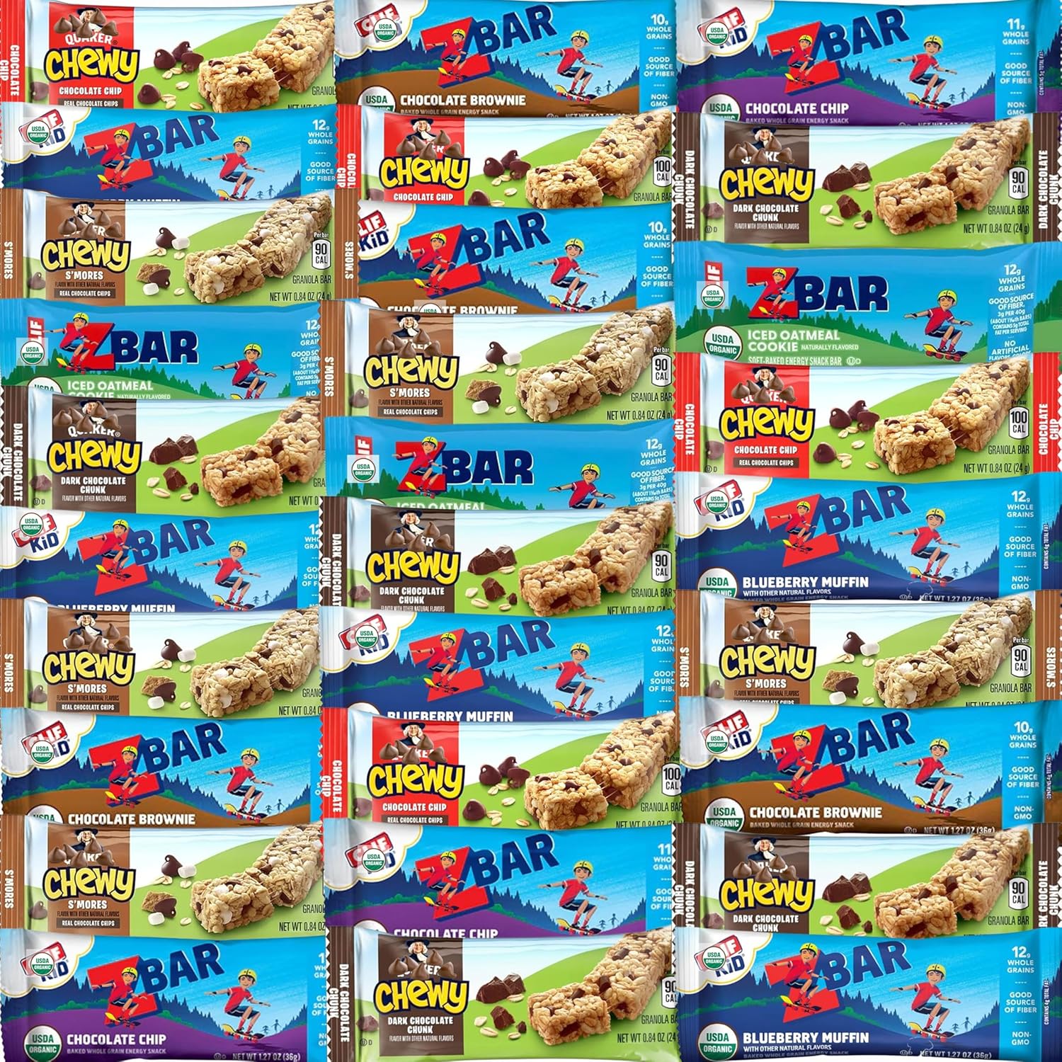Amazon.com : Bulk Granola Bars Variety Pack, 40 Count Healthy Snack ...