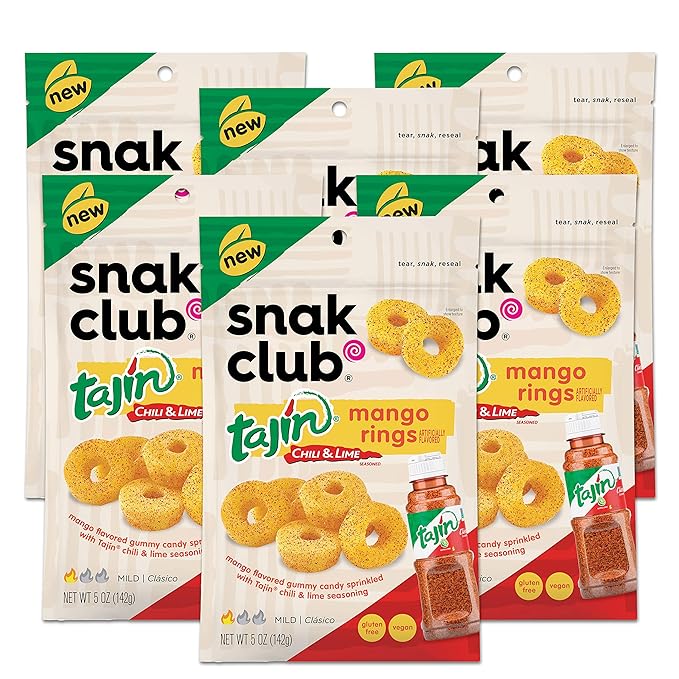 Amazon.com : Snak Club Tajin Mango Rings, Chili & Lime Sweet and Spicy ...