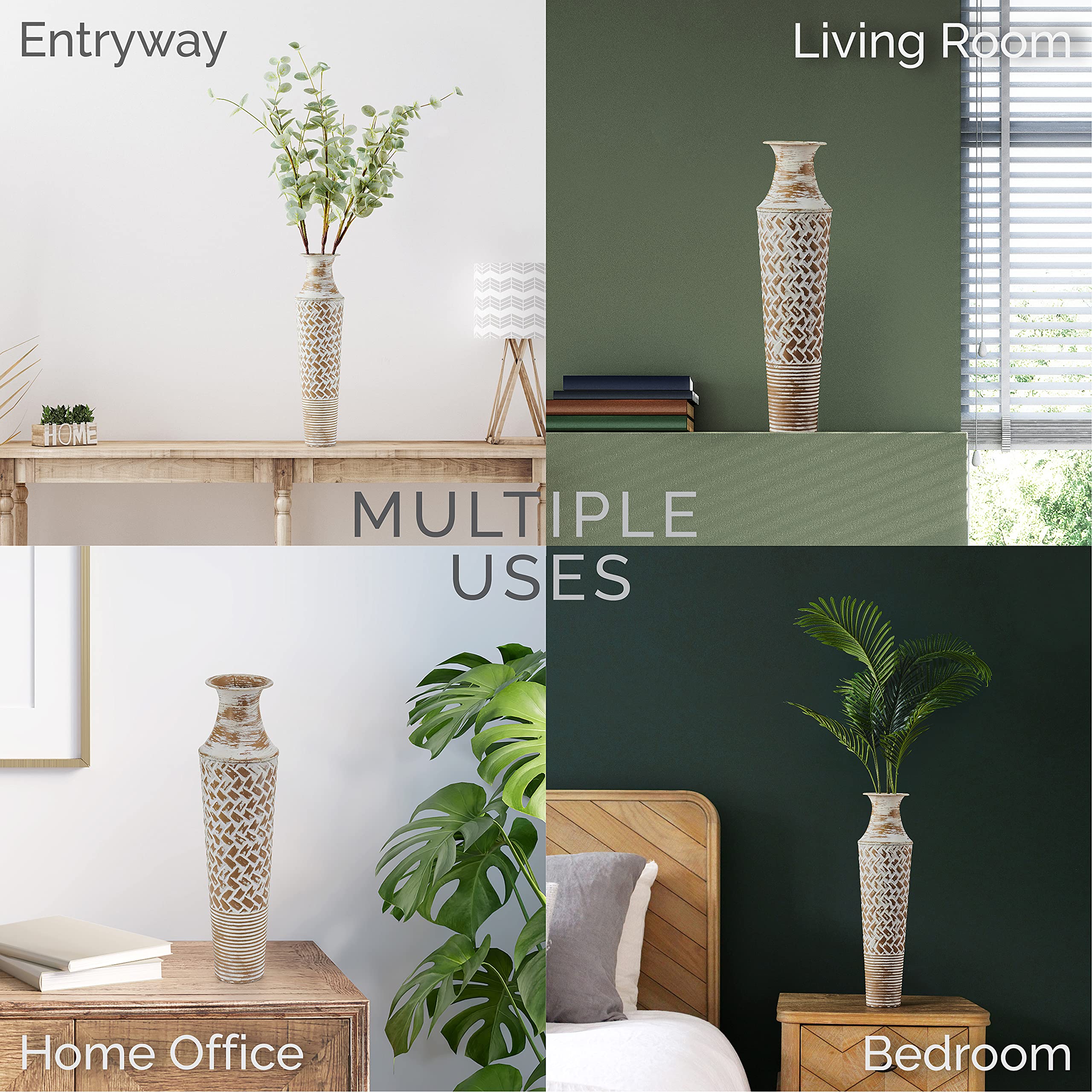 Elements Embossed Camel Weave Metal Vase-Table Centerpiece Farmhouse ...