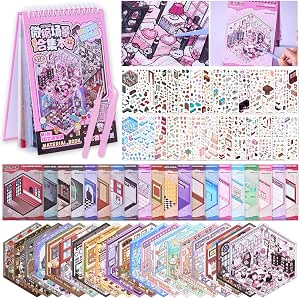 Amazon.com: 3D Sticker Scene Book for Adults, 20 Sets Miniature Scene ...