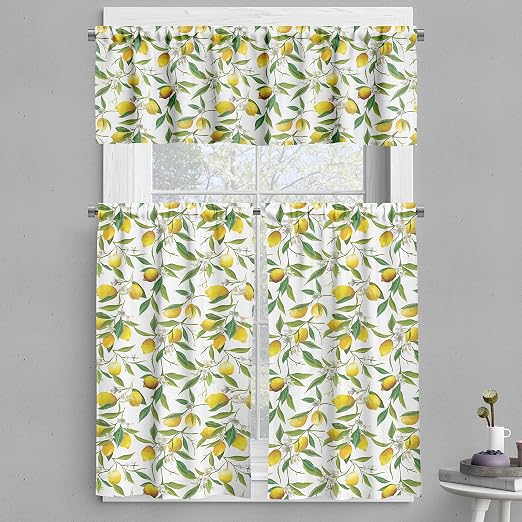 Amazon.com: Ambesonne Nature Valance & Tier Curtain 3 pcs Set ...