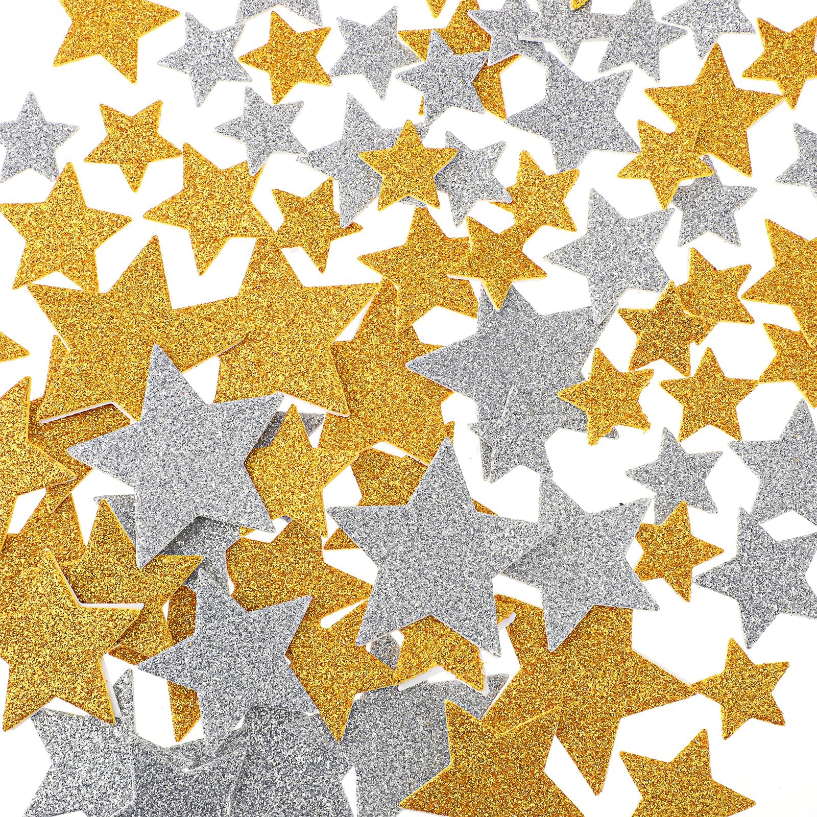 Amazon.com: Teaaha 200 PCS Glitter Foam Star Stickers Gold and Silver ...