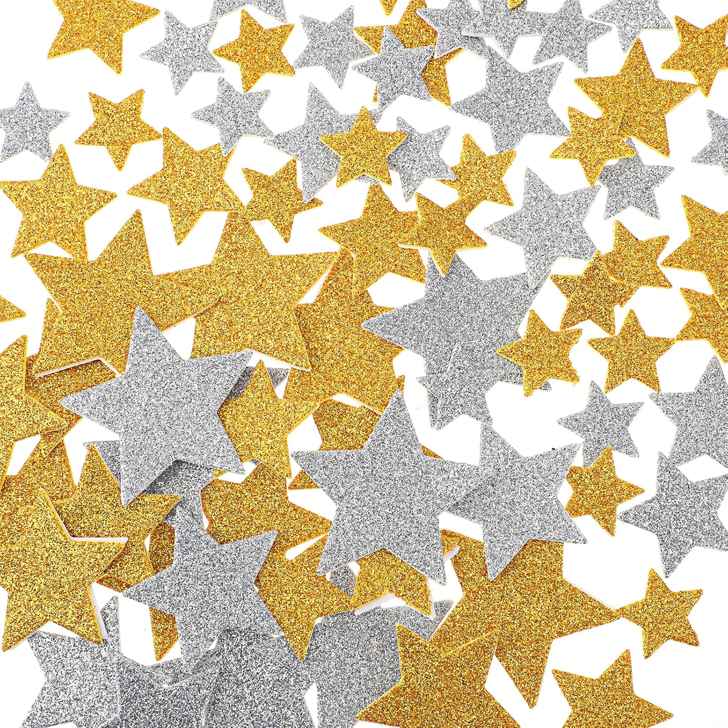 Amazon.com: Teaaha 200 PCS Glitter Foam Star Stickers Gold and Silver ...