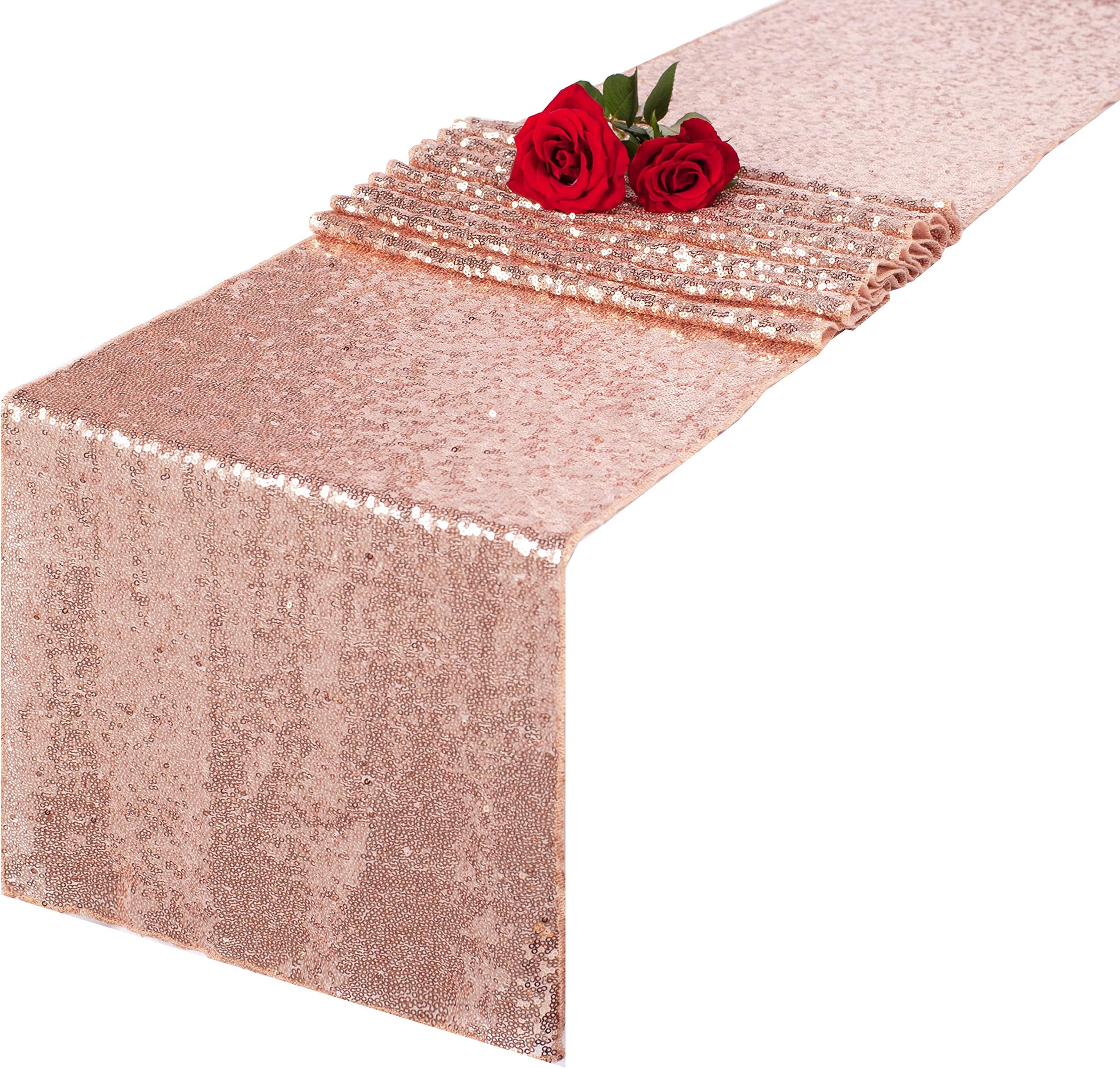 Amazon.com: GFCC Rose Gold Sequin Table Runner, Sparkly Table Runner ...