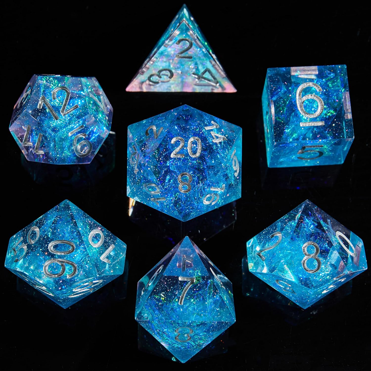 Amazon.com: FugaCity DND Dice Set,Liquid Core Handmade Sharp Edge 7 ...