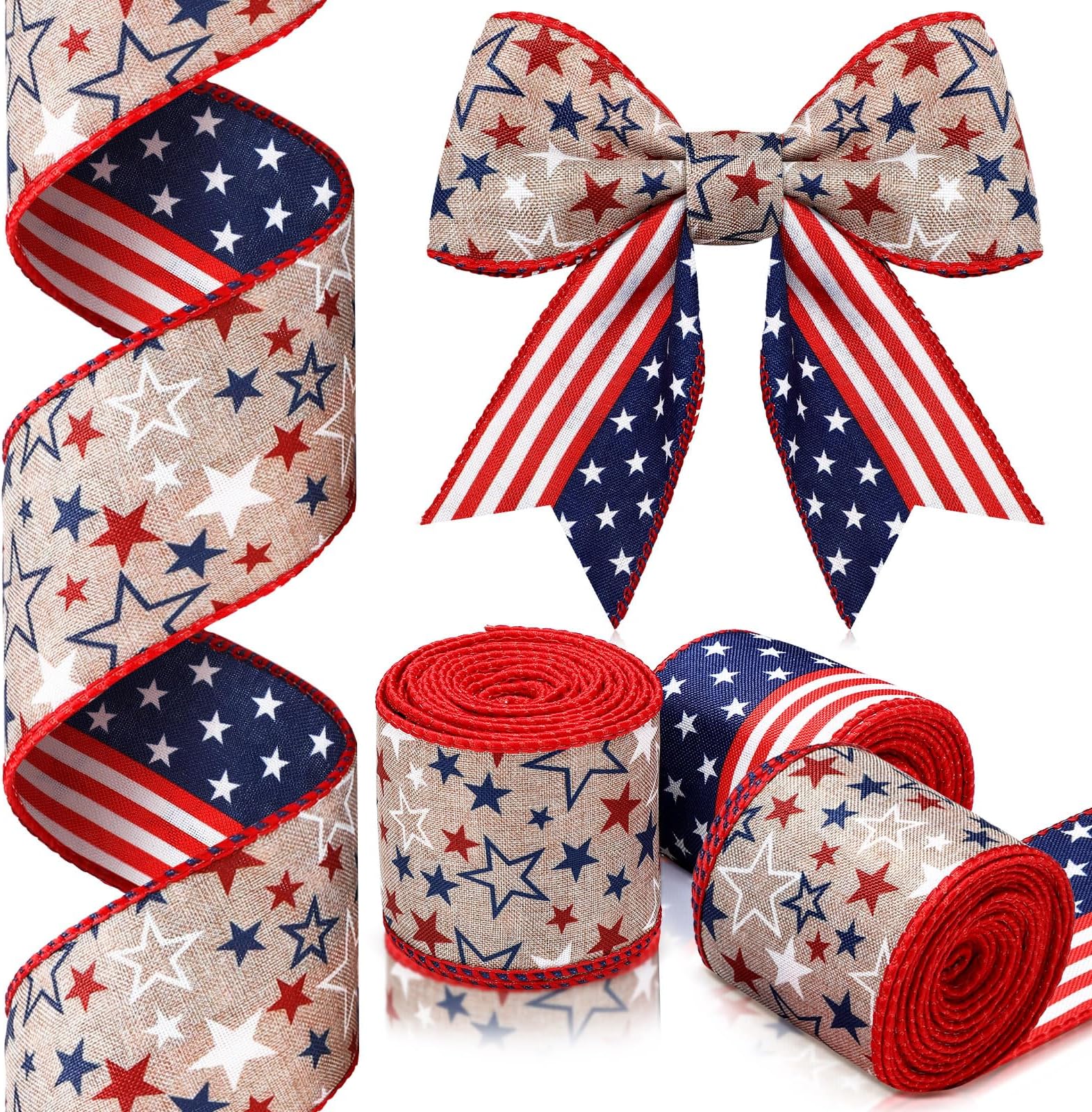 Amazon.com: XunYee 3 Rolls Labor Day Ribbons American Flag Double Sided ...