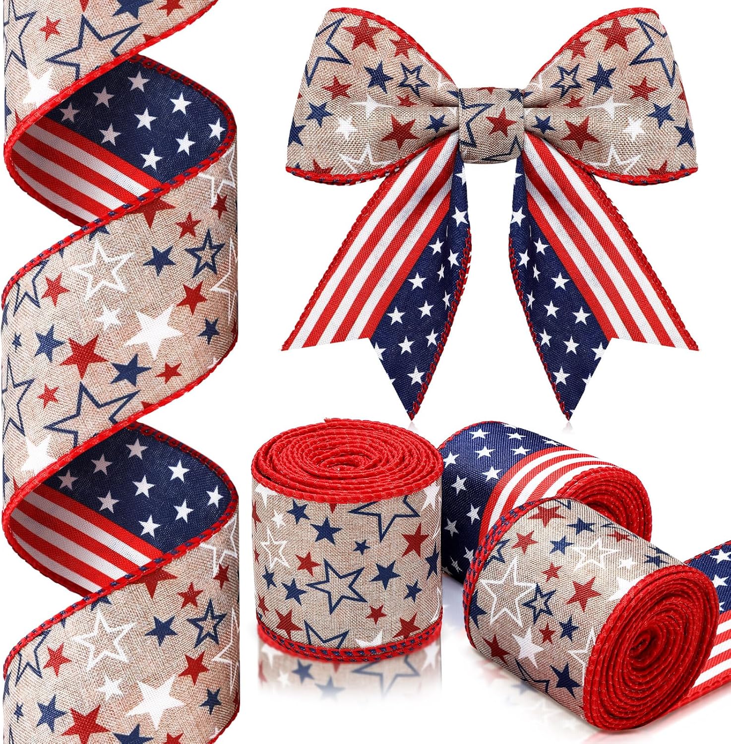 Amazon.com: XunYee 3 Rolls Labor Day Ribbons Patriotic American Flag ...